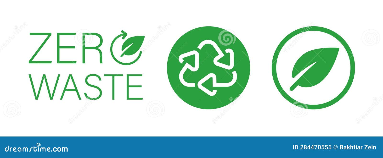 Zero Waste Icon Label Sticker Design Leaves Circular Triangle Green ...