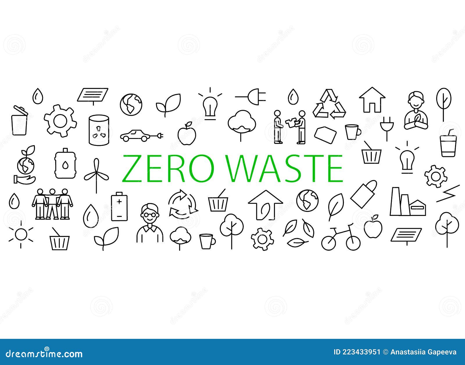 Zero Waste Idea Vector Icon. Conceptual Seamless Pattern with Linear ...