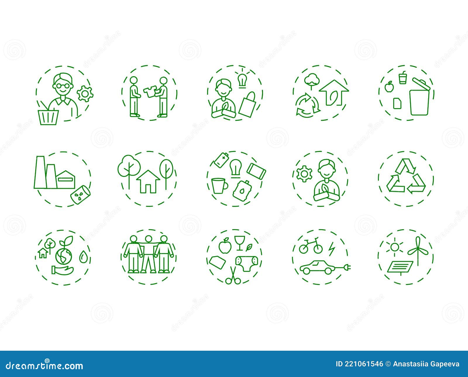 Zero Waste Idea Vector Icons Set. Save the Planet. Environment Care ...