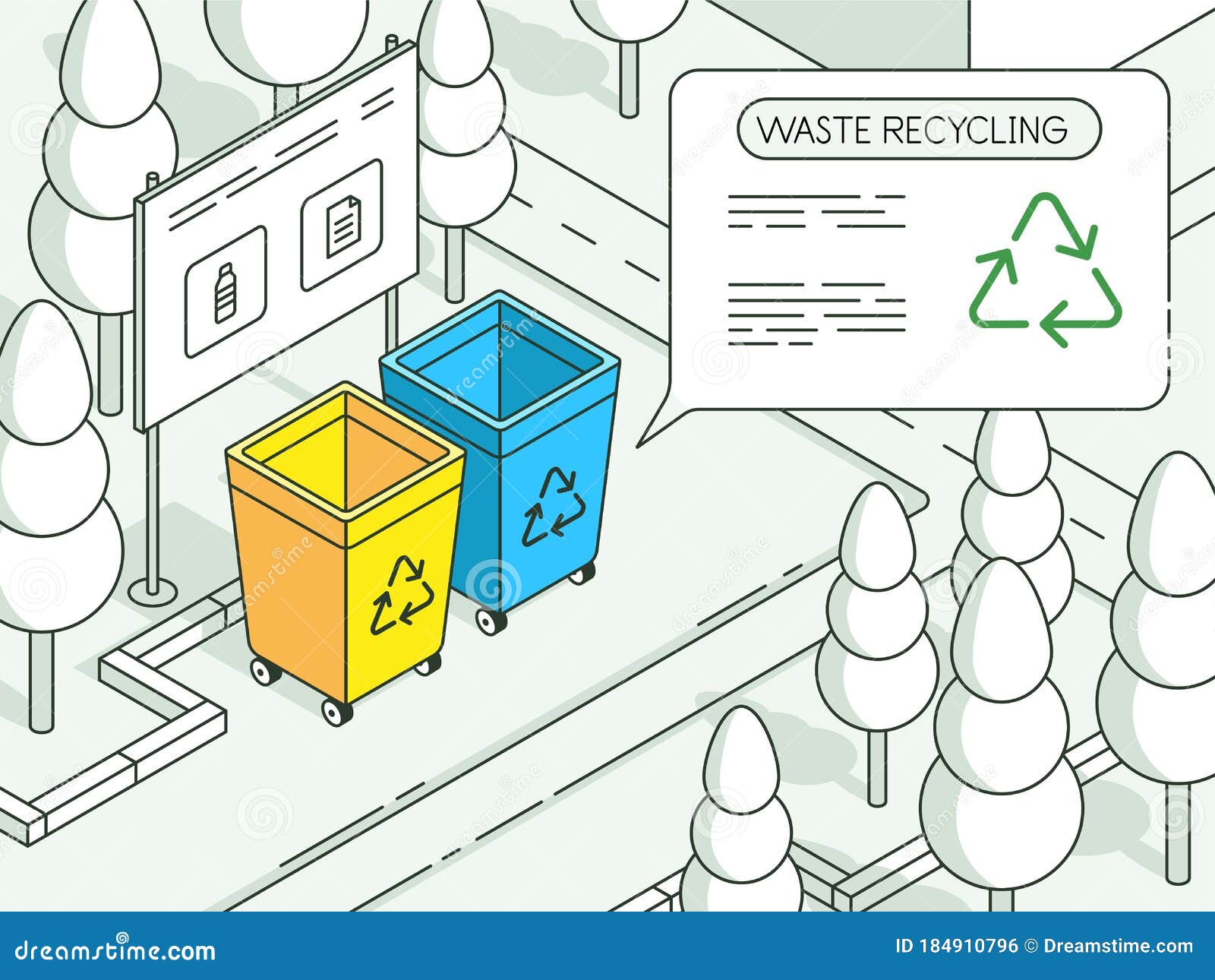 Recycling Poster With Processing Plant And Diffrenet Types Of Household ...