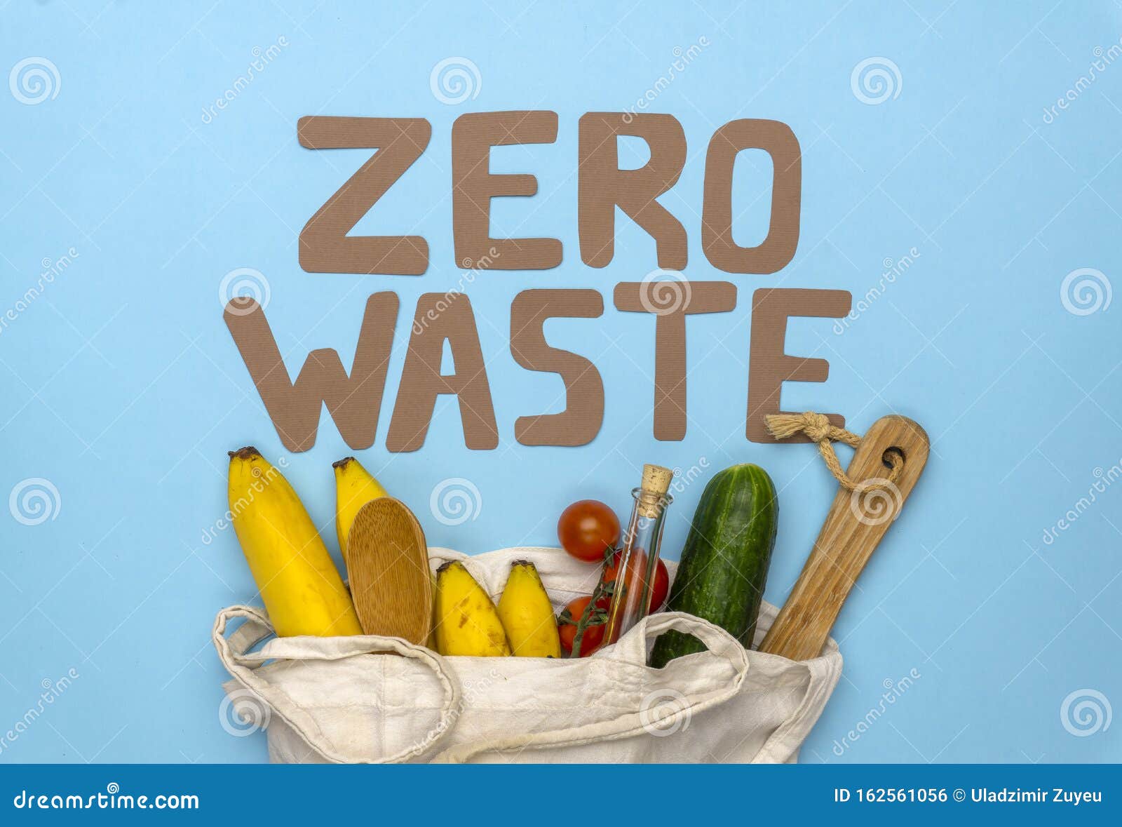 Zero Waste Inscription on a Blue Background. Environmental Movement To ...