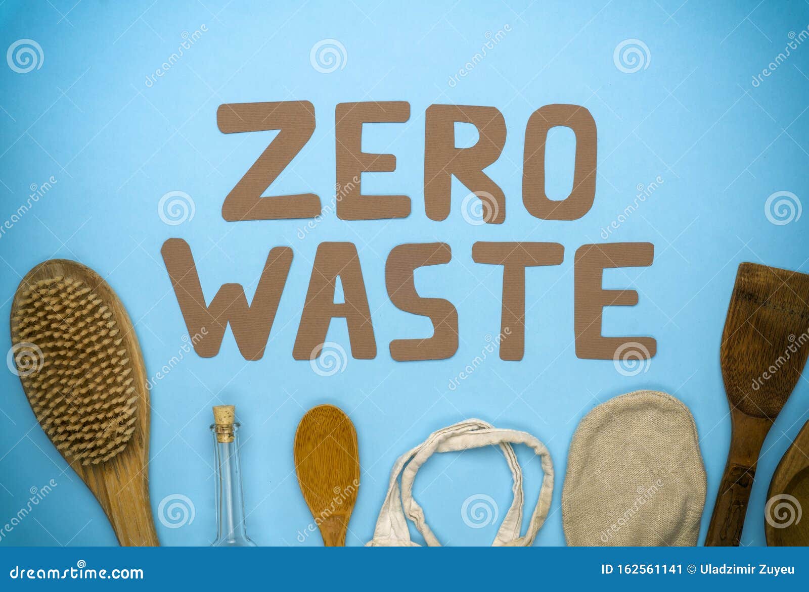 Zero Waste Inscription on a Blue Background. Environmental Movement To ...