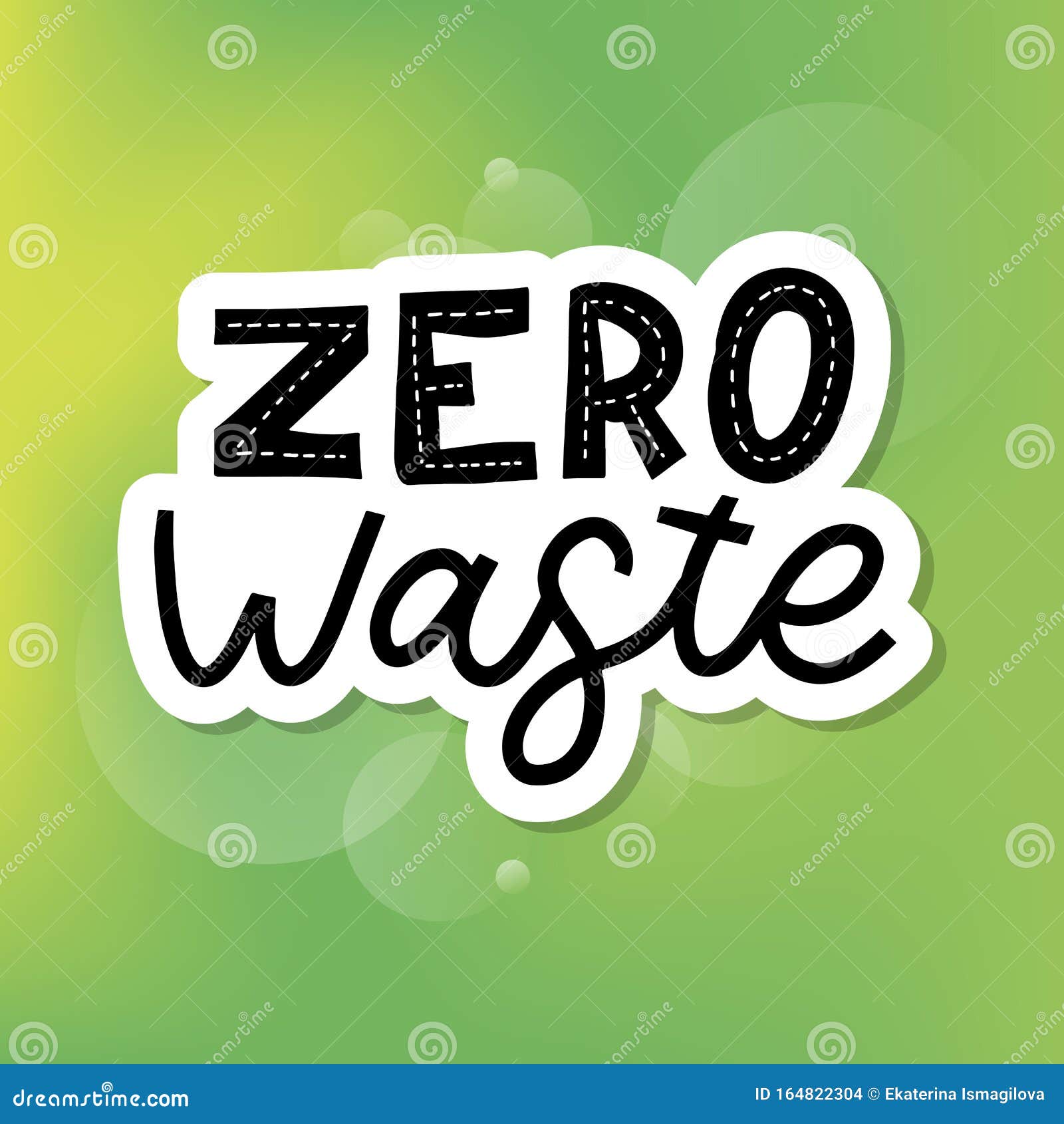 Zero Waste. Lettering Text Eco Green Illustration. Zero Waste for ...