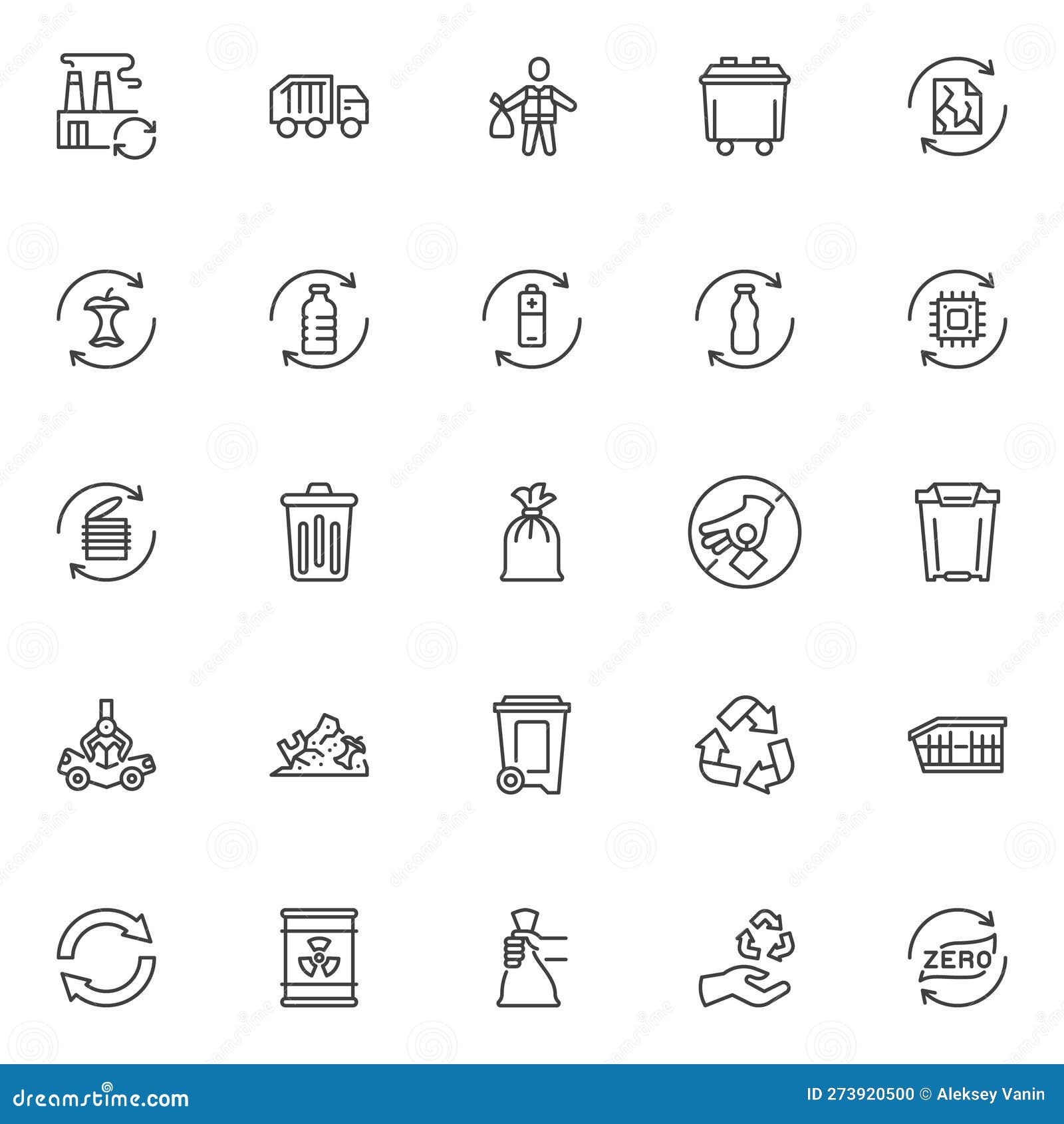 Zero waste line icons set stock vector. Illustration of recycling ...