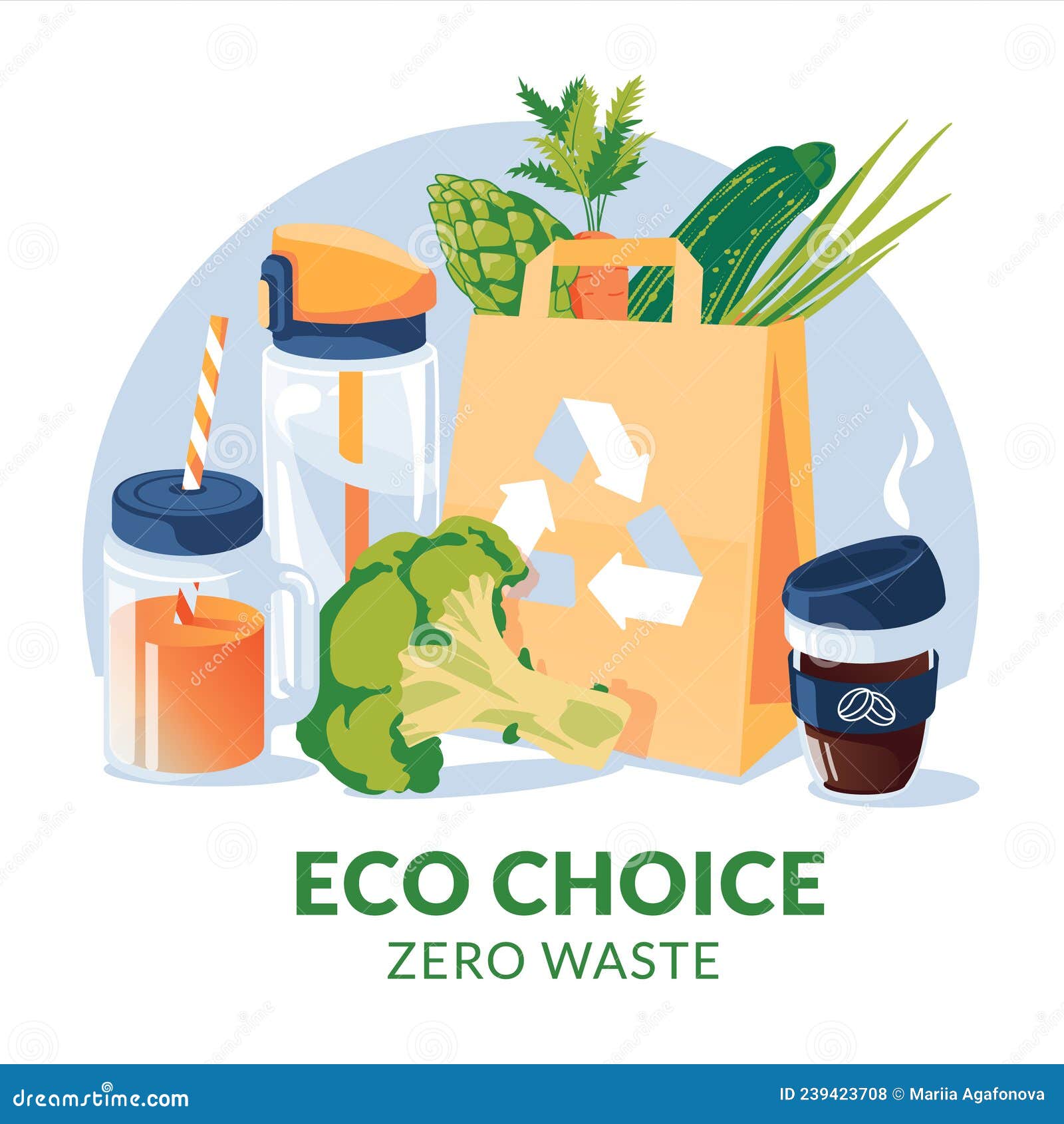 Zero Waste Objects Concept: Flat Vector Illustration Stock Vector ...