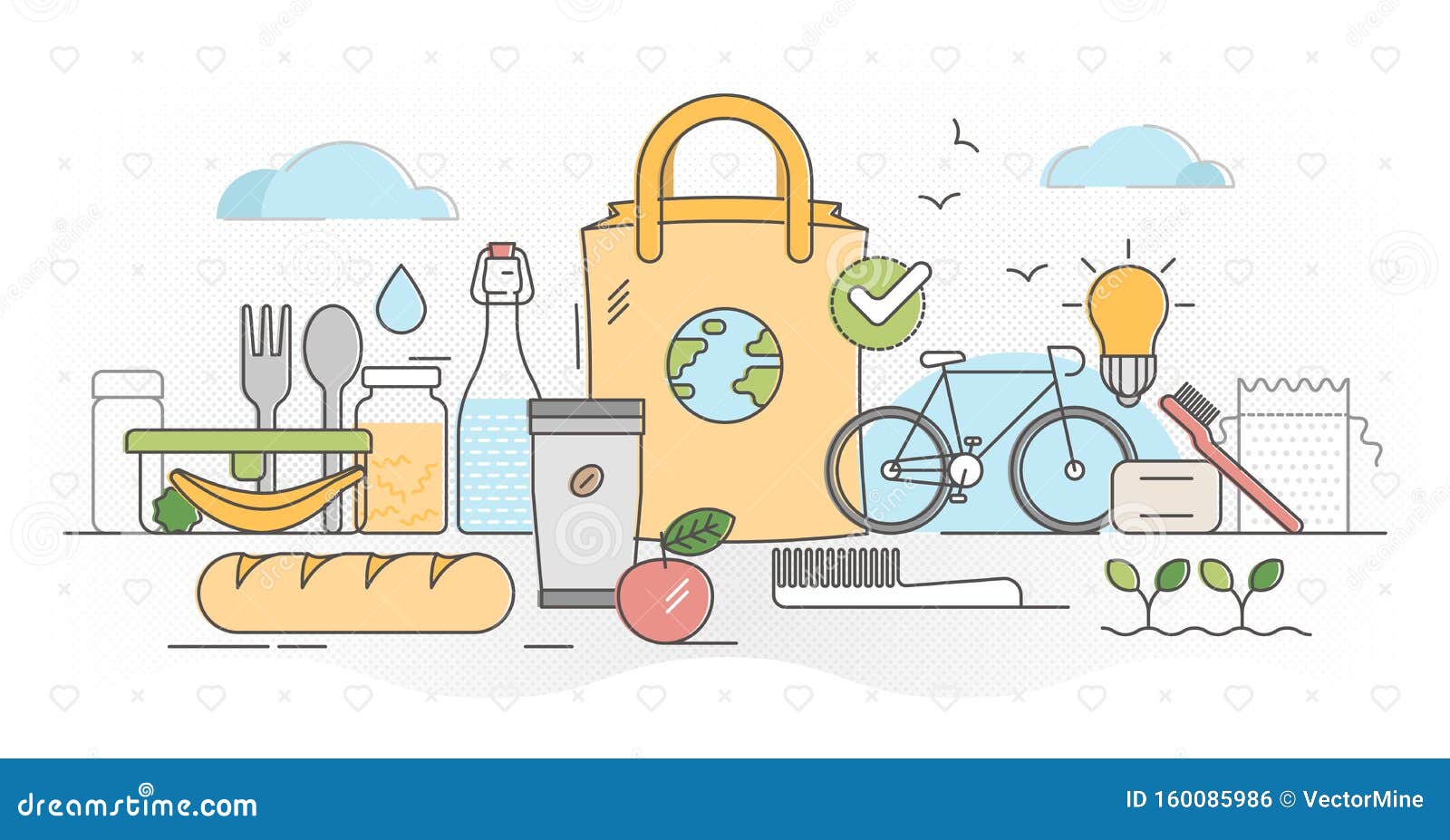 Zero Waste Outline Concept Vector Illustration Stock Vector ...