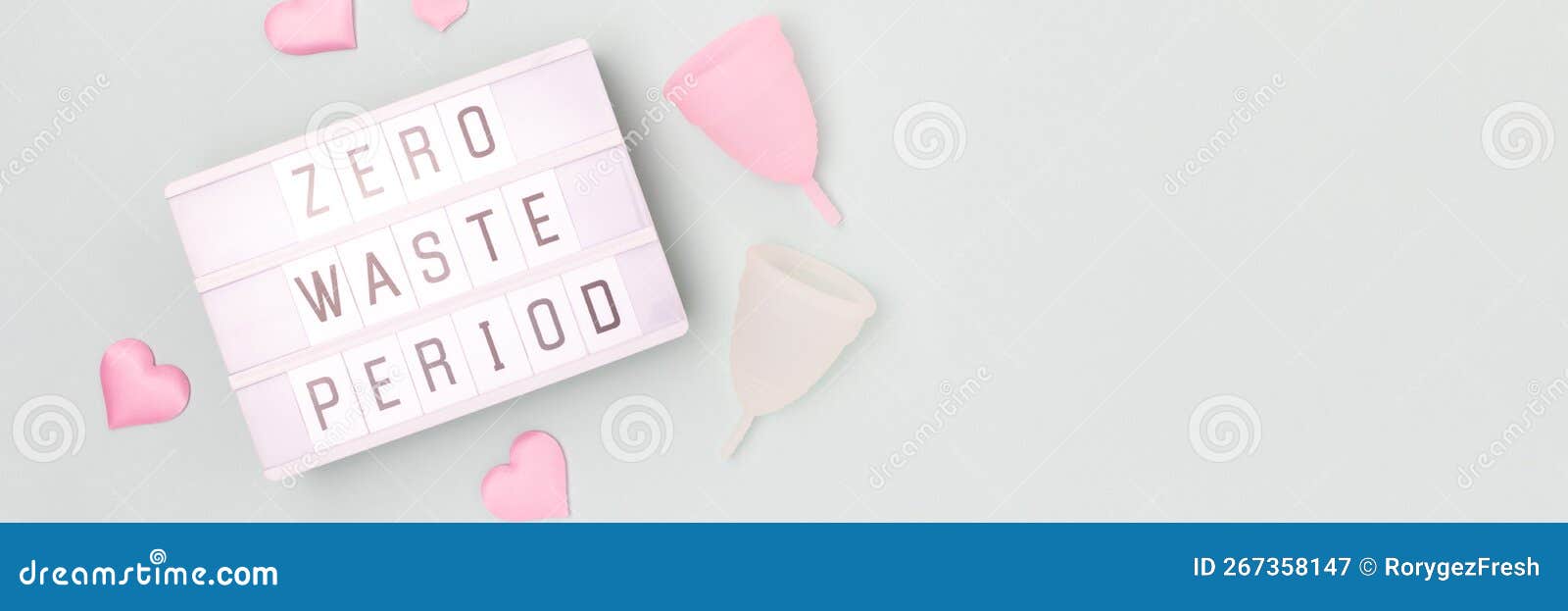Zero Waste Period. Banner with Lightbox with Letters and Menstrual Cups ...