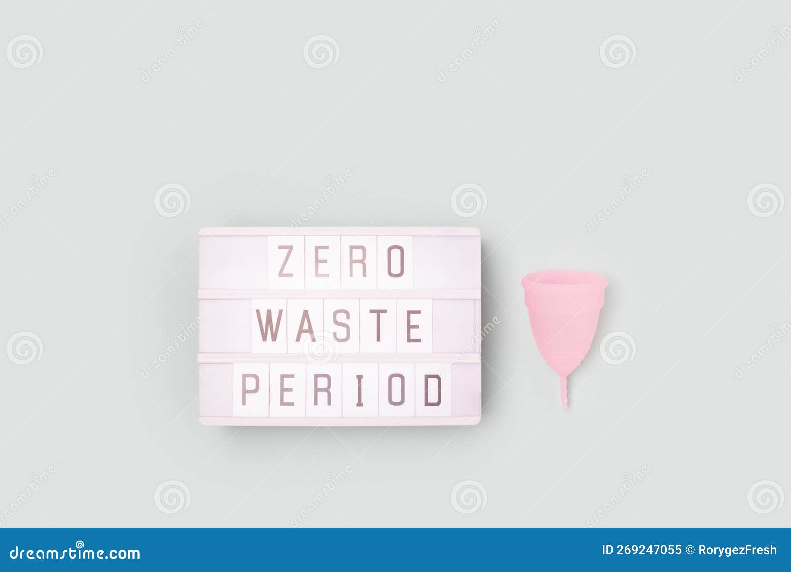 Zero Waste Period. Lightbox with Letters and Menstrual Cup on a Blue ...