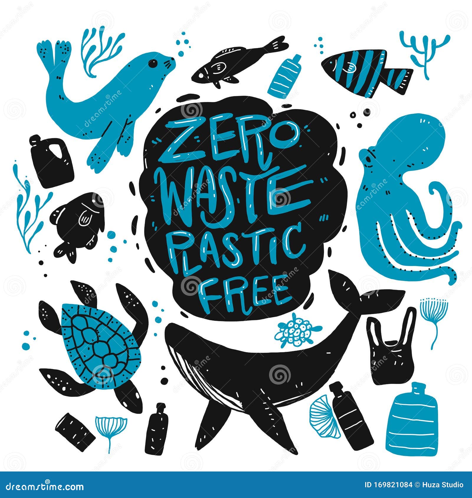 Zero waste Plastic free stock vector. Illustration of plastic - 169821084