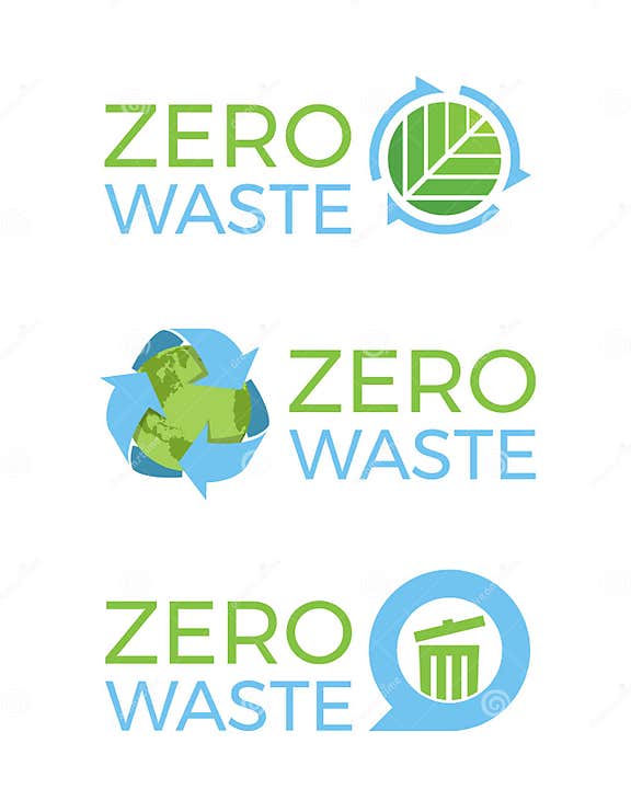 Zero Waste Sign Collection with Circle Arrow Leaf World and Bin Sign ...