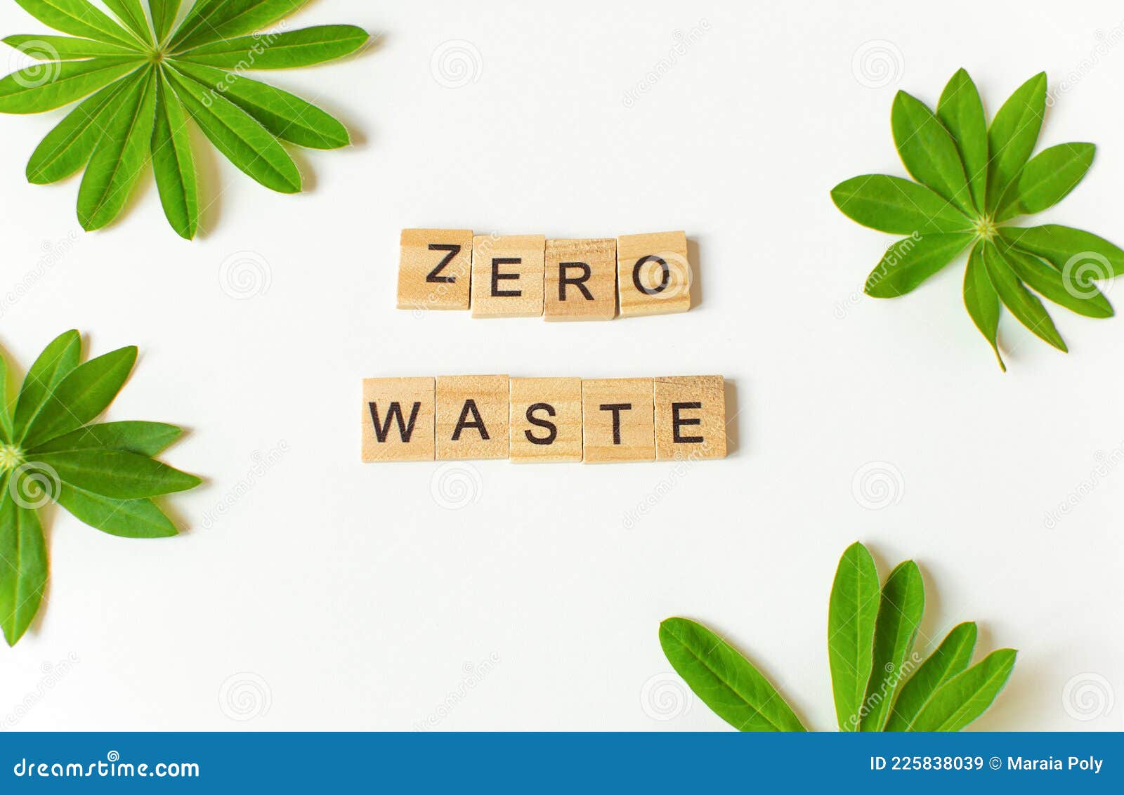 Zero Waste Text with Green Eco Leaves on a White Background. Waste ...