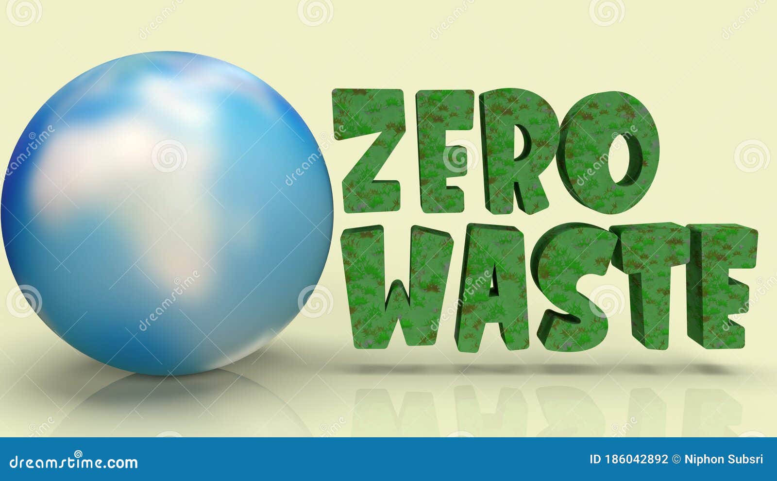 Zero Waste Text and World 3d Rendering for Eco Content Stock ...