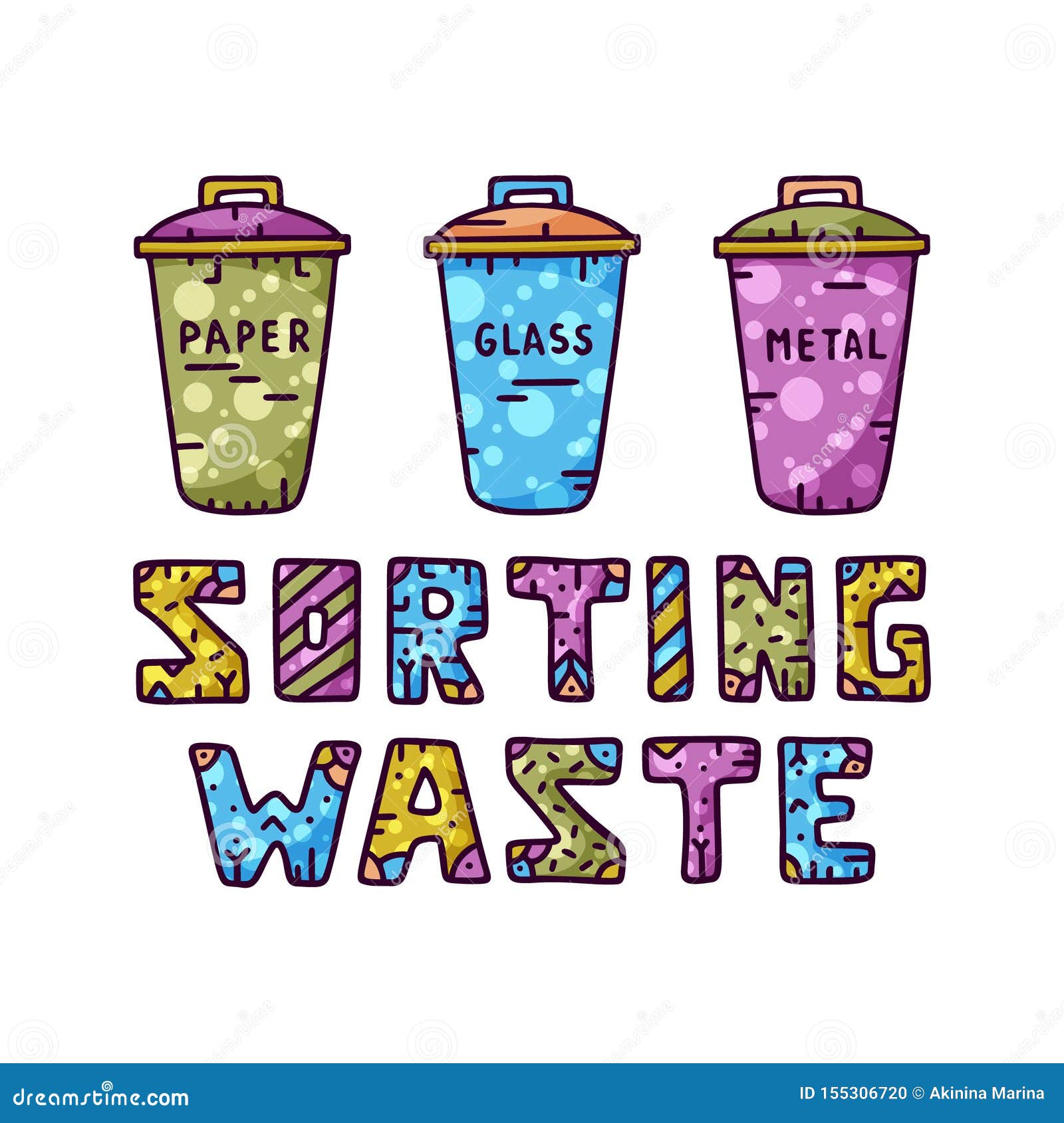 Zero Waste Theme Cartoon Doodle Stock Vector - Illustration of doodle ...