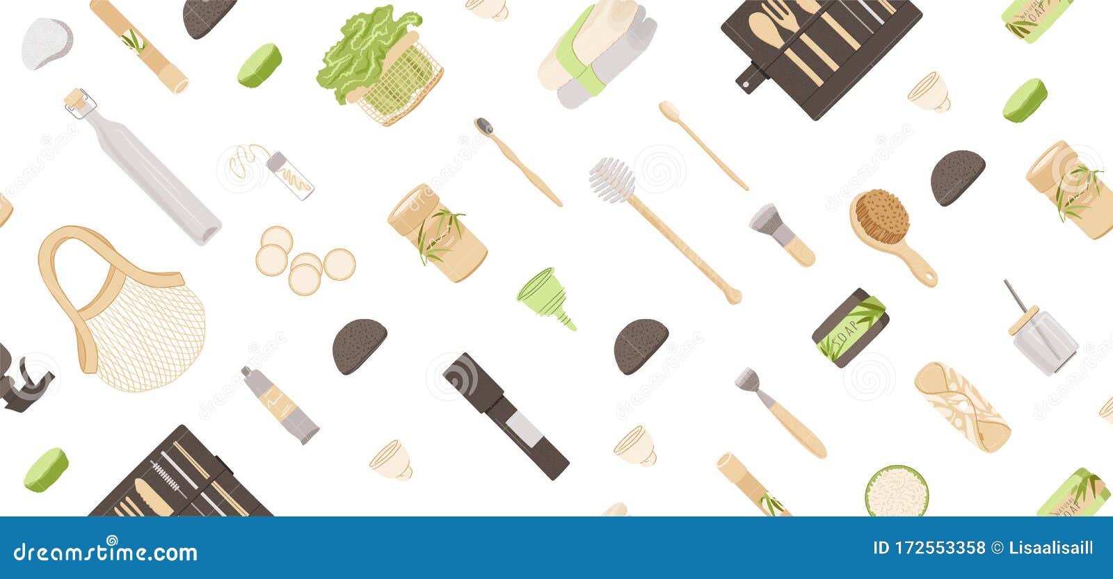 Zero Waste Vector Background in Minimalism Style, with Reusable and ...