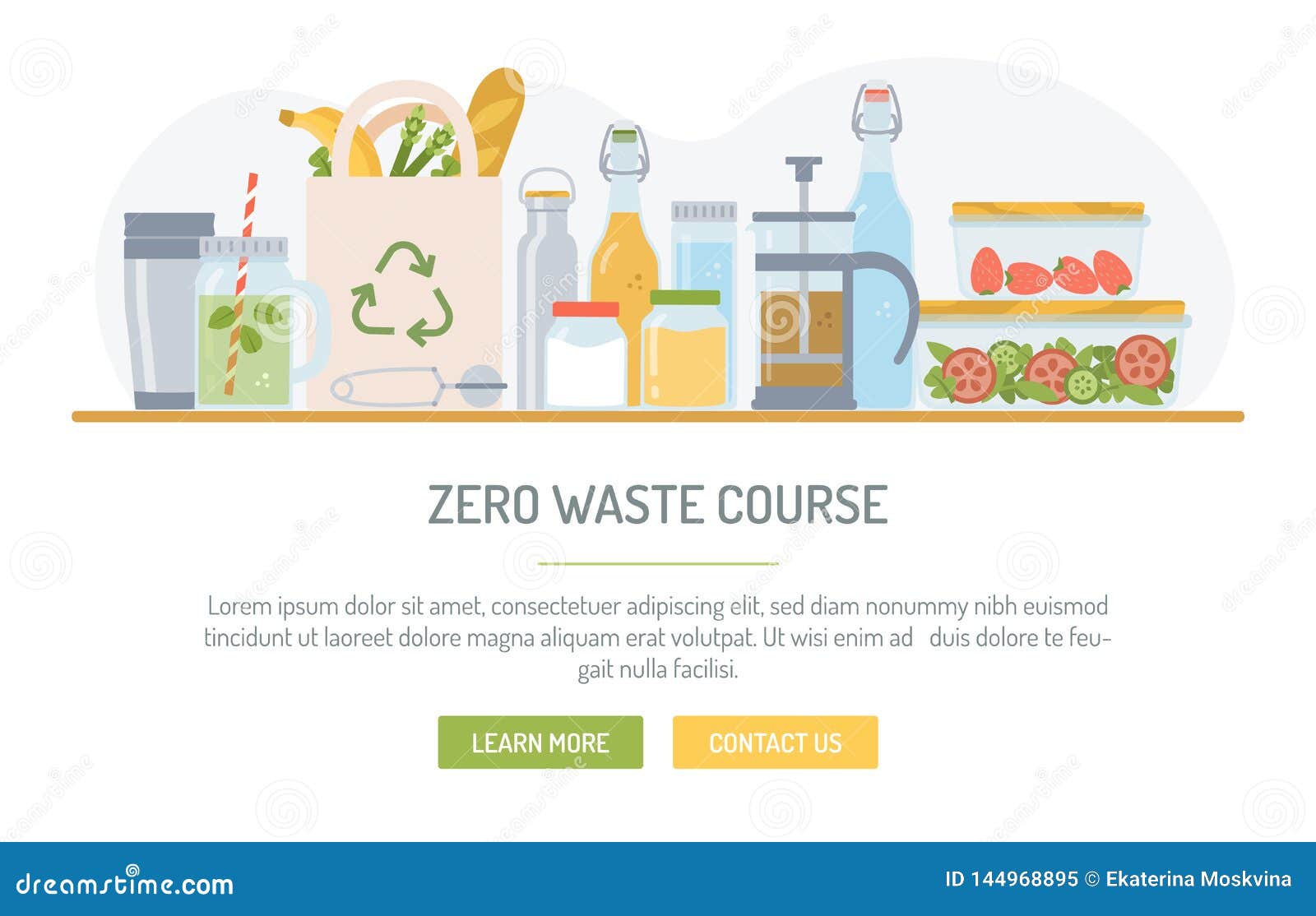 Zero waste web banner stock vector. Illustration of metal - 144968895