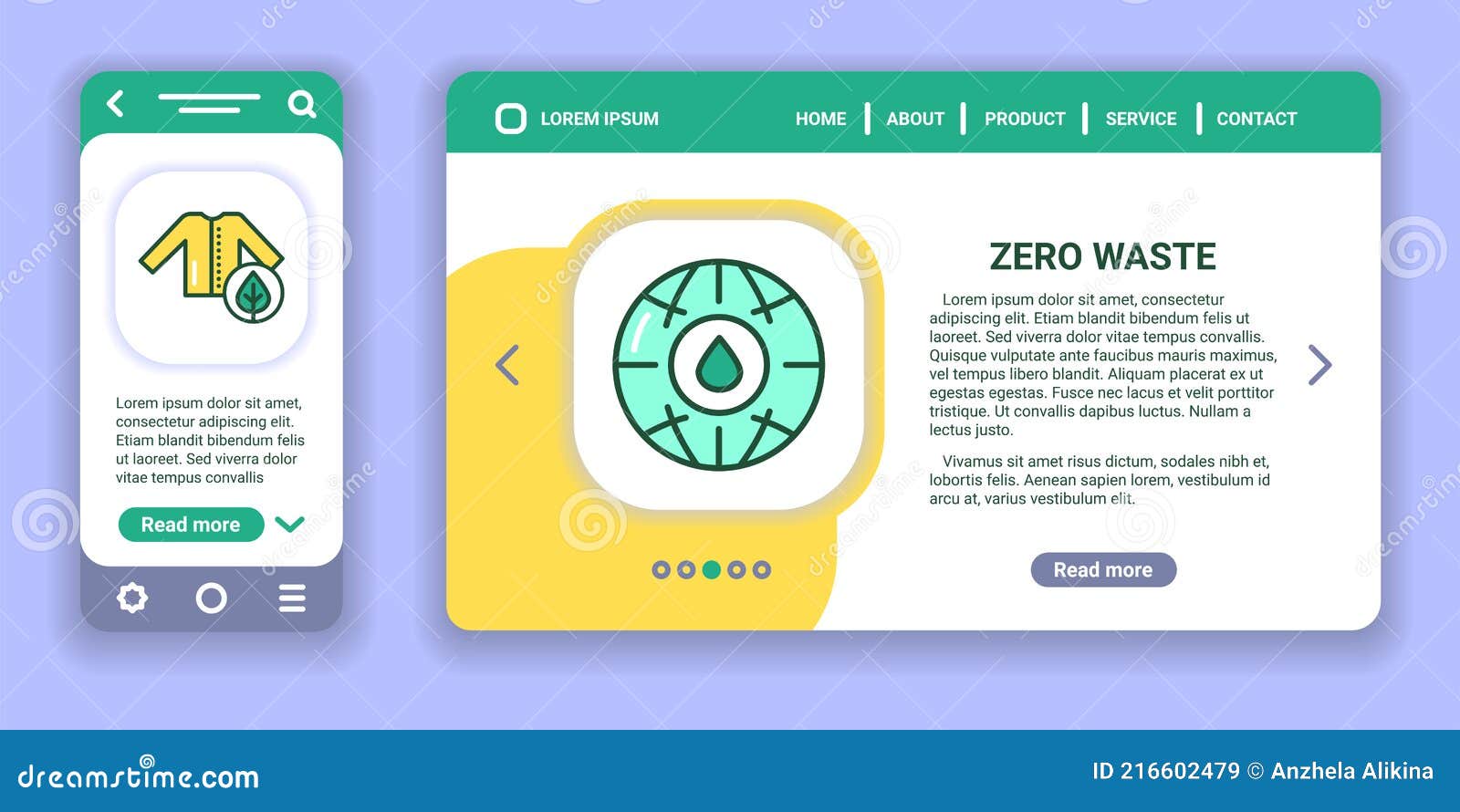 Zero Waste Web Banner and Mobile App Kit. Outline Vector Illustration ...