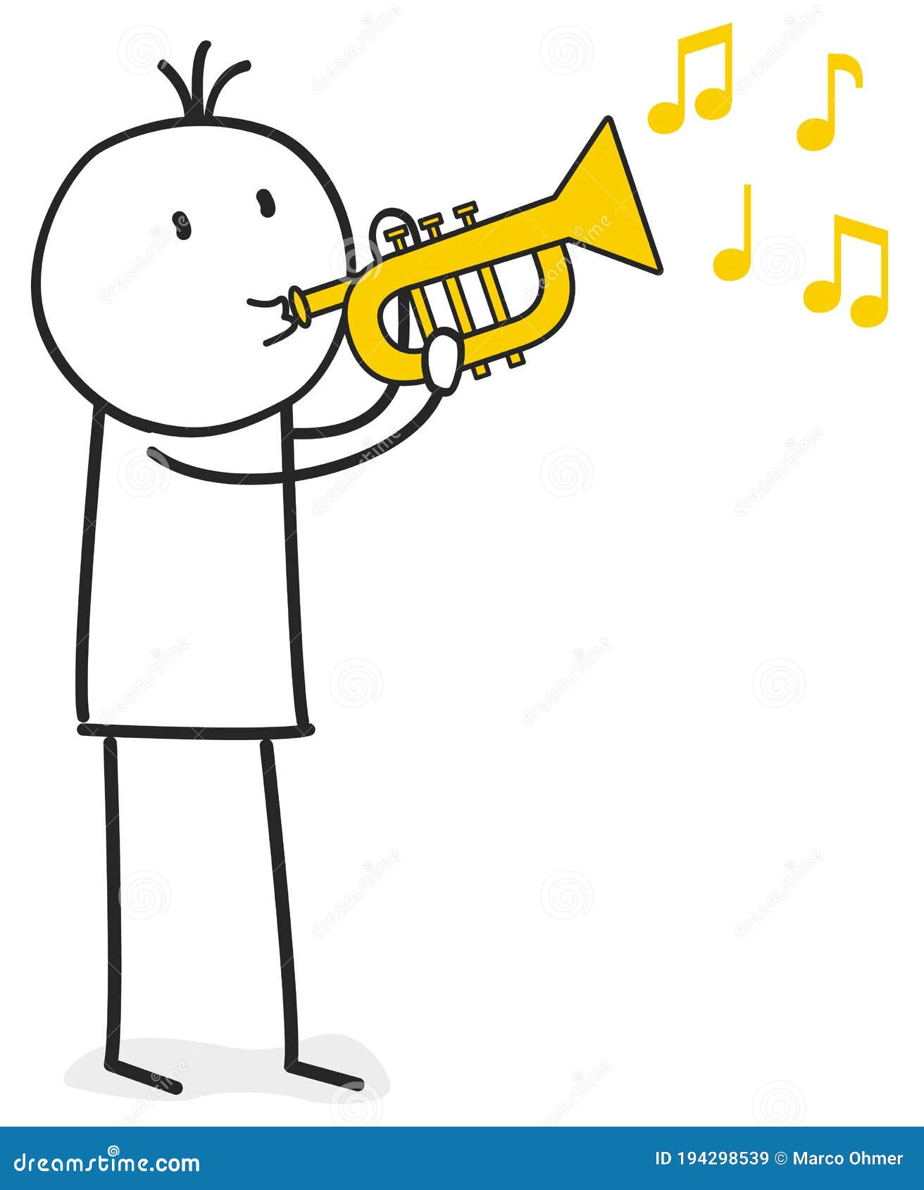 Stick Figure Person Make Music with a Trumpet Stock Vector ...
