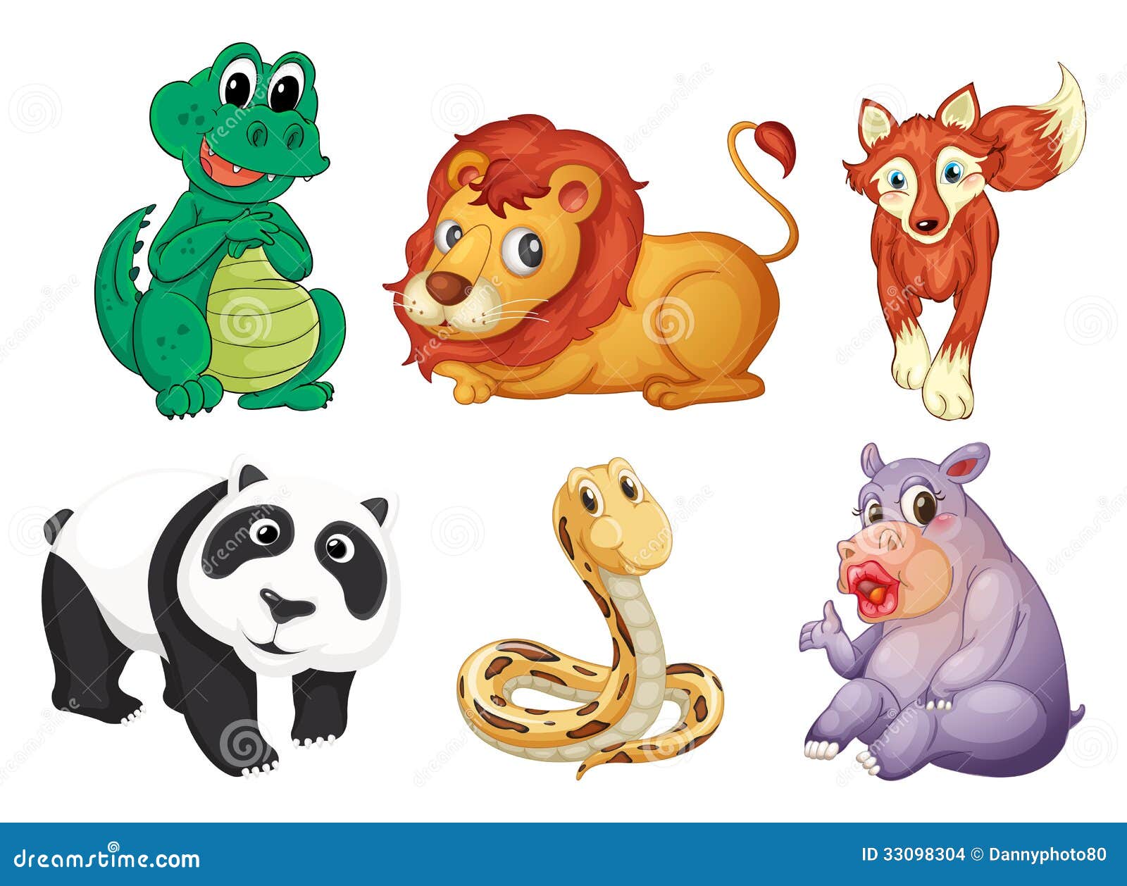 Zes Verschillende Soorten Dieren Stock Afbeeldingen - Afbeelding: 33098304