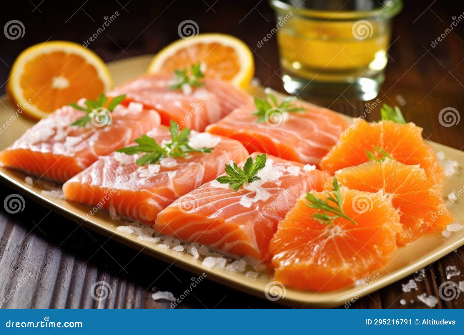 Zested Citrus Rind on Marinated Salmon Fillets Stock Image - Image of ...