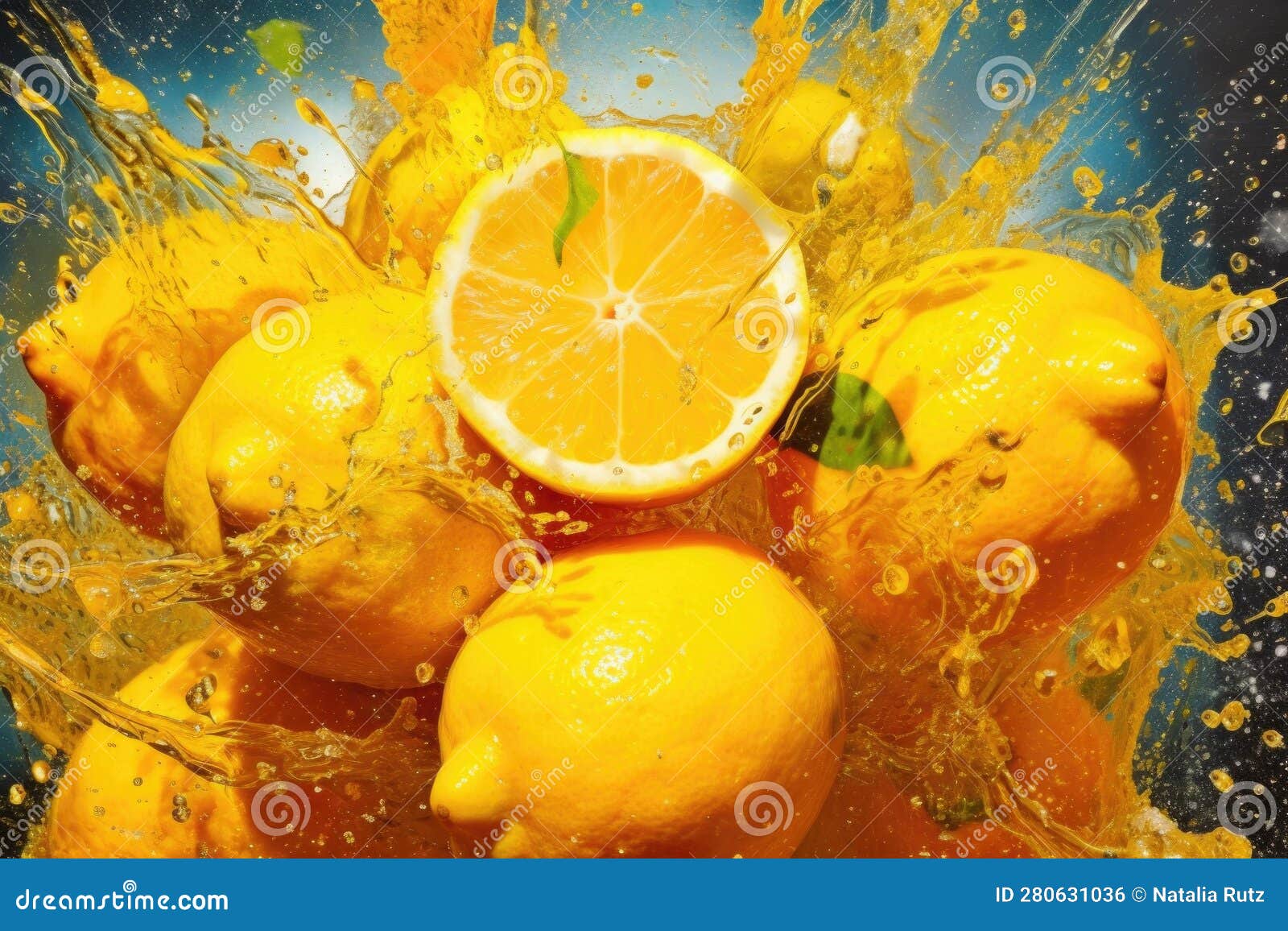 Zesty Lemon Burst with Generative Al Technology Stock Illustration ...