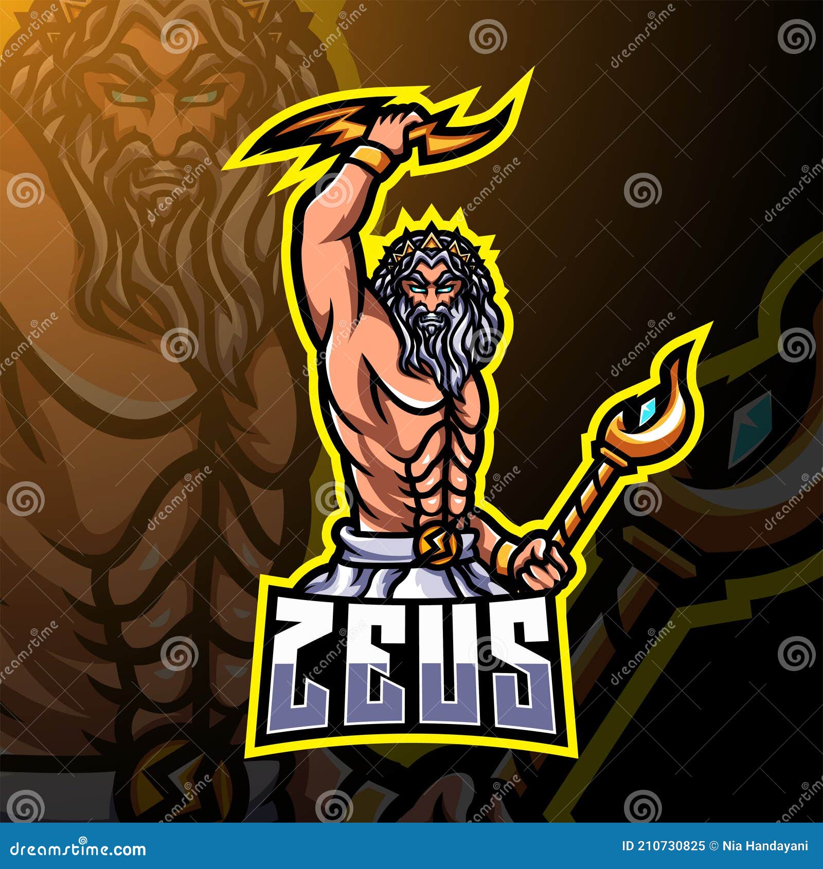 Zeus Esport Logo Mascot Design. Cartoon Vector | CartoonDealer.com ...