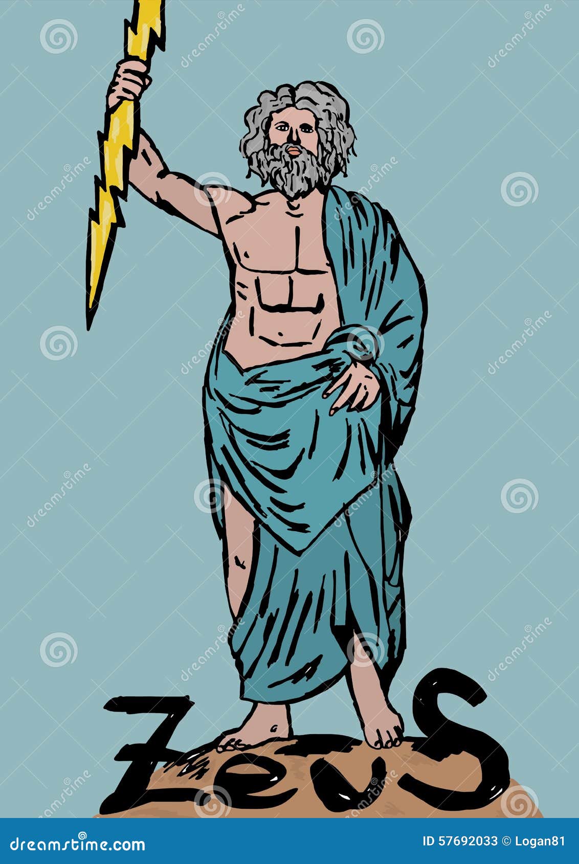 Zeus stock illustratie. Illustration of tekening, bliksem - 57692033