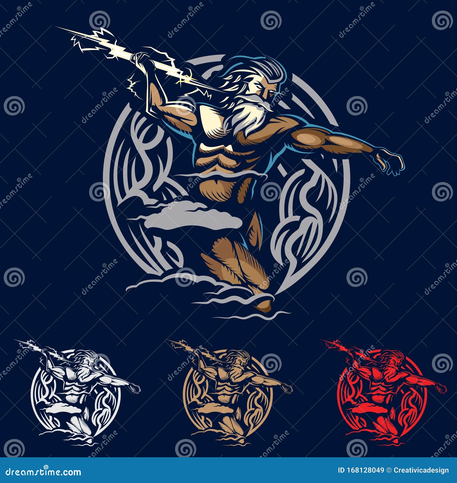 Zeus Emblem Style Vector Illustration Stock Vector - Illustration of ...