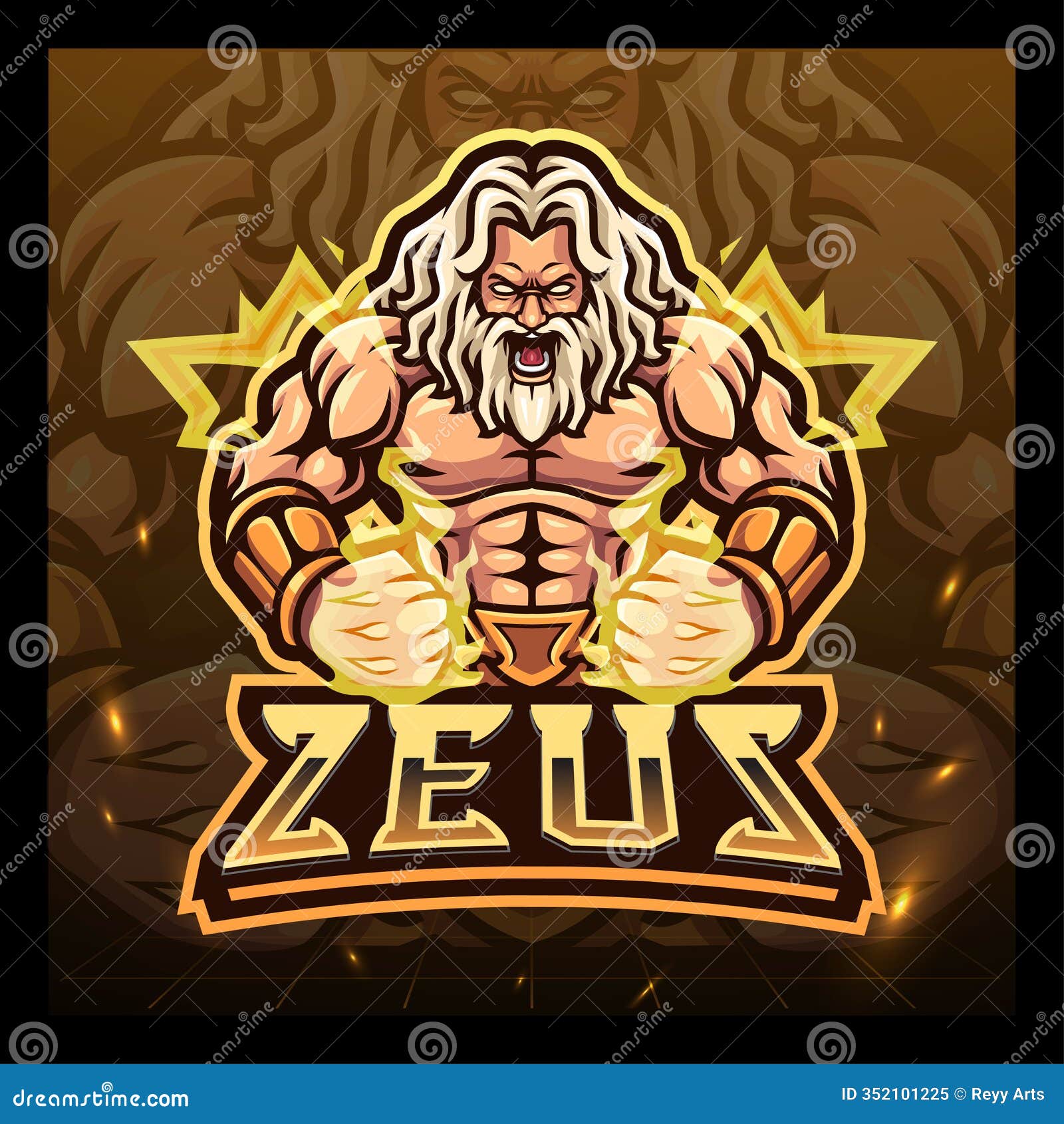 Zeus Esport Mascot Logo Design Stock Illustration - Illustration of ...