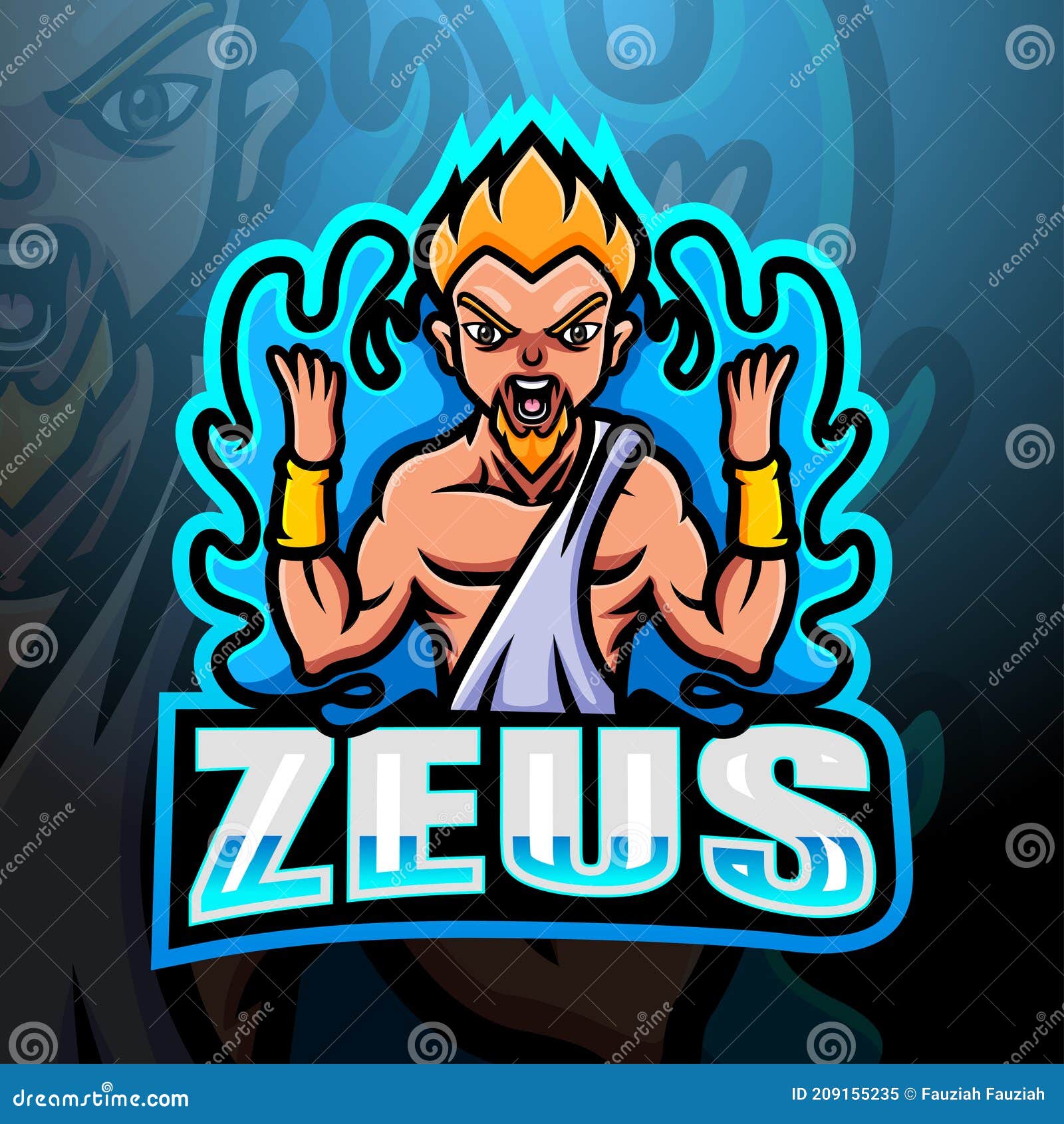 Zeus Mascot Esport Logo Design Stock Vector - Illustration of logo ...