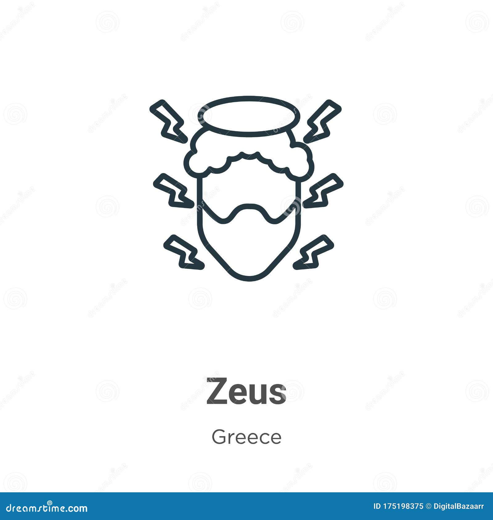 Zeus Outline Vector Icon. Thin Line Black Zeus Icon, Flat Vector Simple Element Illustration ...
