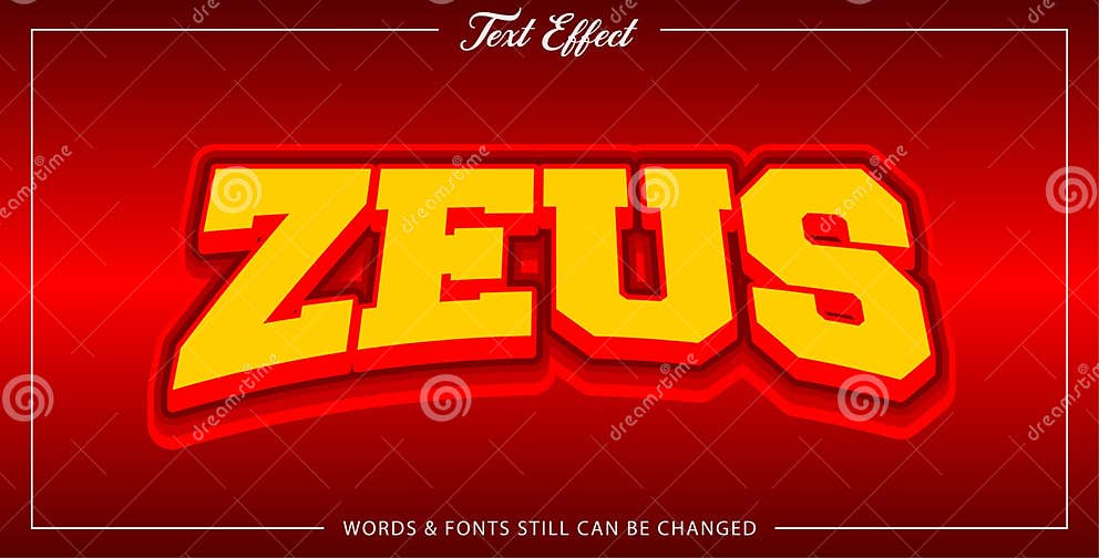 Zeus Editable Text Effect Style Stock Vector - Illustration of alphabet ...