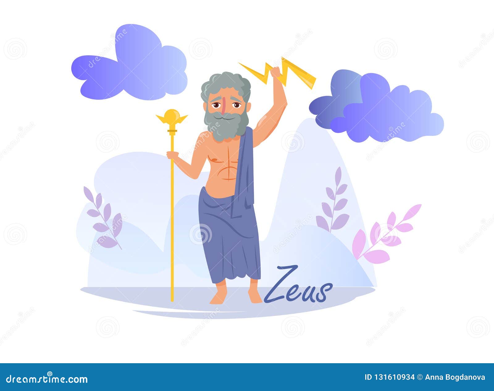 Zeus Vector. Cartoon. Isolated Art on White Background. Flat Stock ...