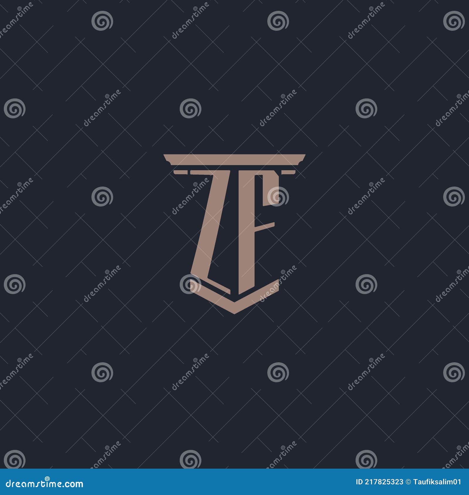 ZF Initial Monogram Logo with Pillar Style Design Stock Vector ...