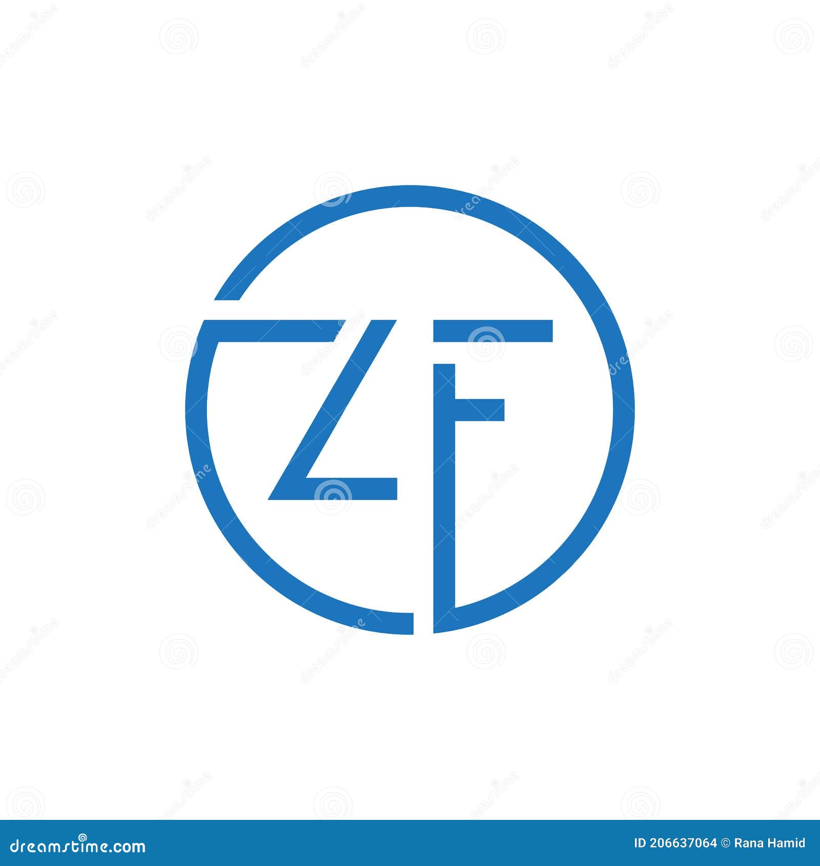 ZF Logo Design Vector Template. Initial Circle Letter ZF Vector ...