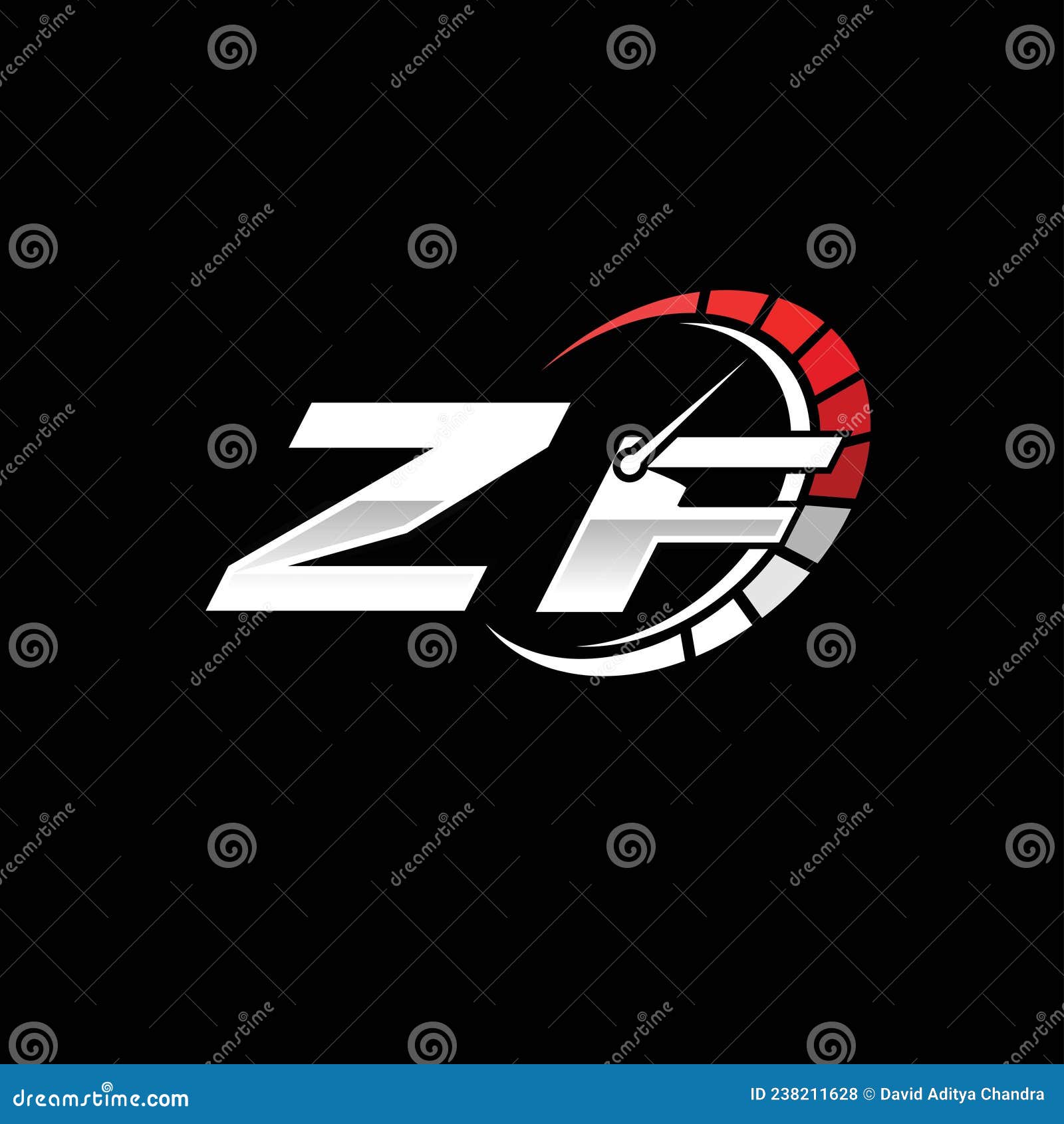 ZF Logo Letter Speed Meter Racing Style Stock Vector - Illustration of ...