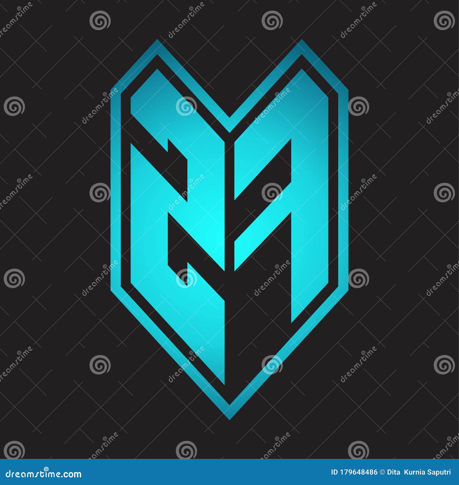 ZF Logo Monogram with Emblem Line Style Isolated on Blue Gradient ...