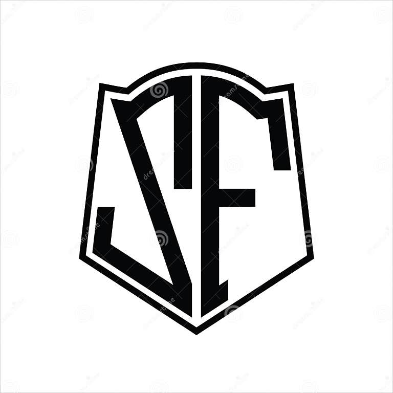 ZF Logo Monogram with Shield Shape Outline Design Template Stock Vector ...