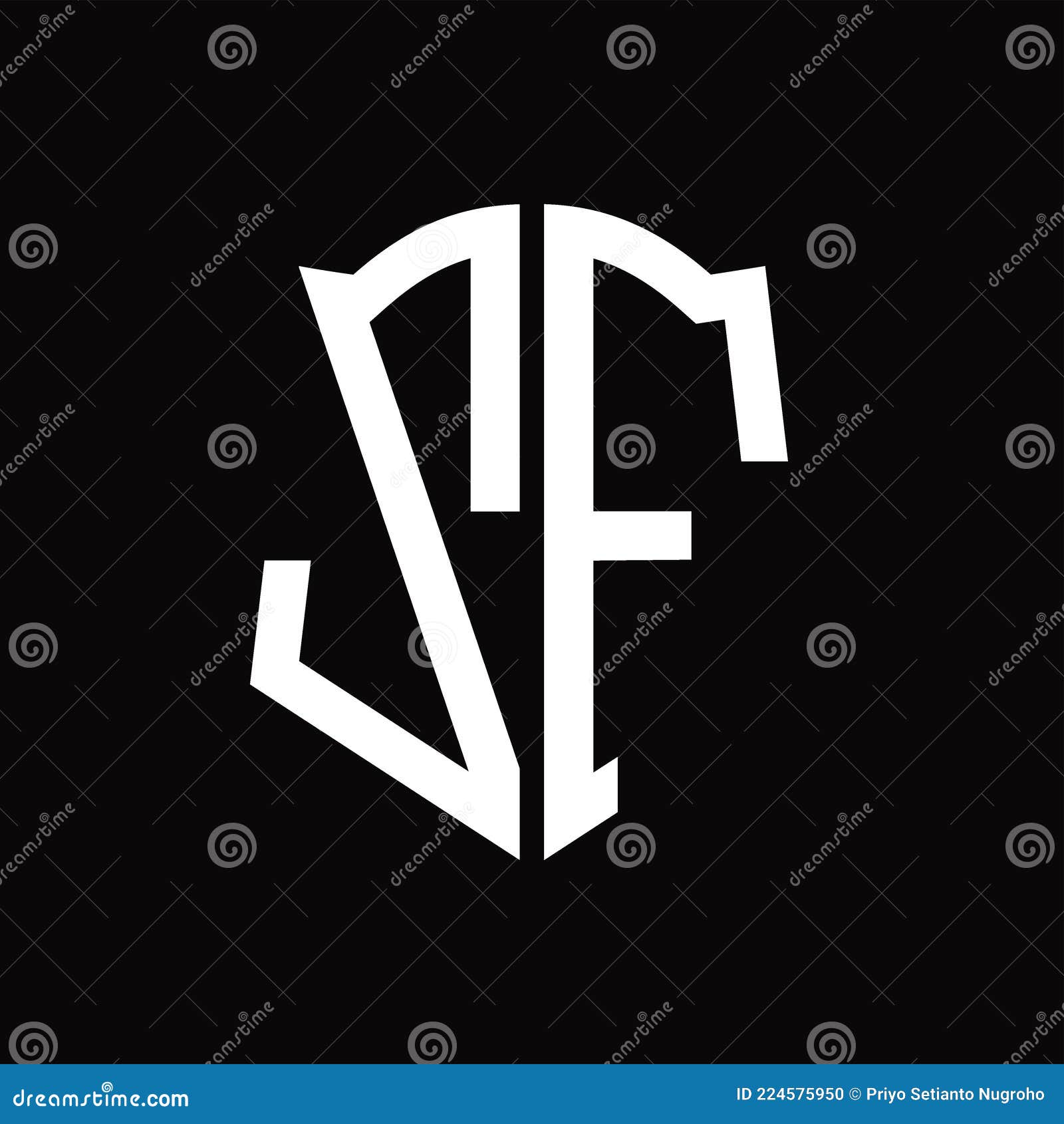 ZF Logo Monogram with Shield Shape Ribbon Design Template Stock Vector ...