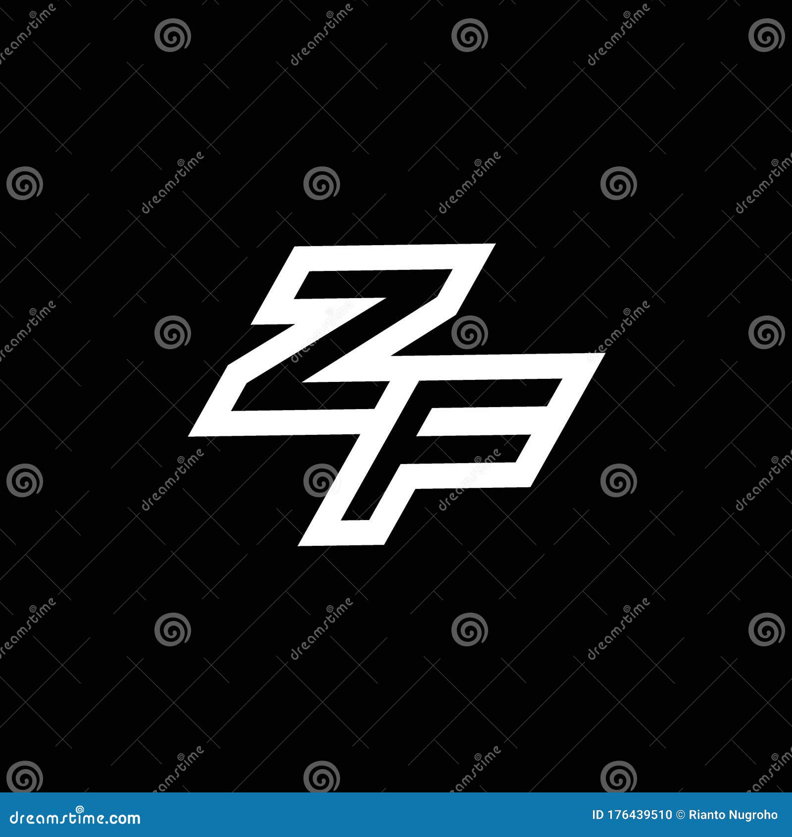 ZF Logo Monogram with Up To Down Style Negative Space Design Template ...