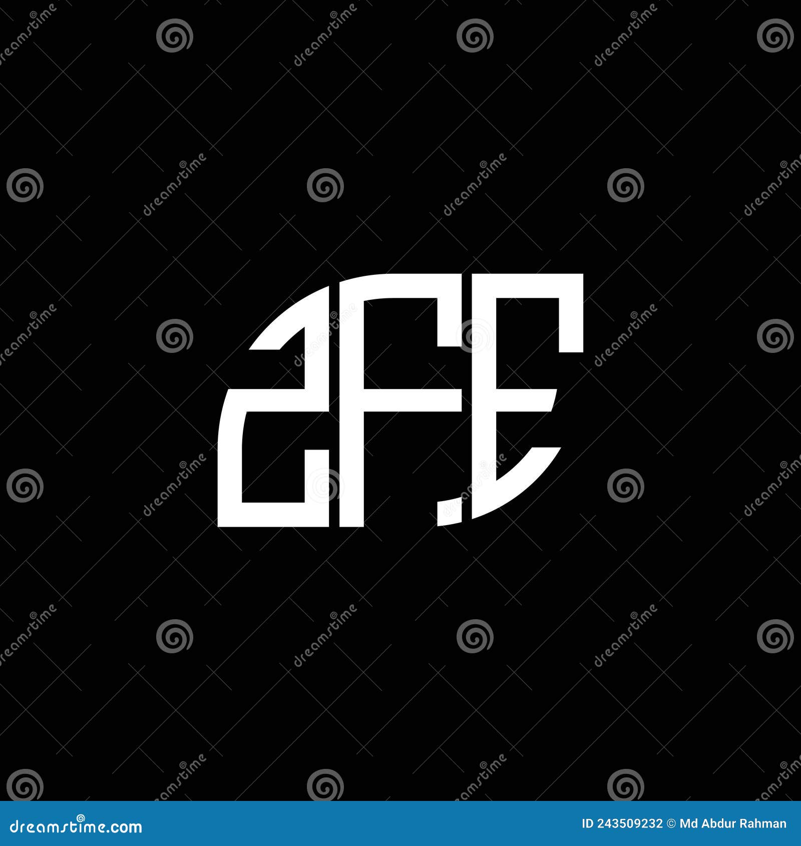 ZFE Letter Logo Design on Black Background. ZFE Creative Initials ...