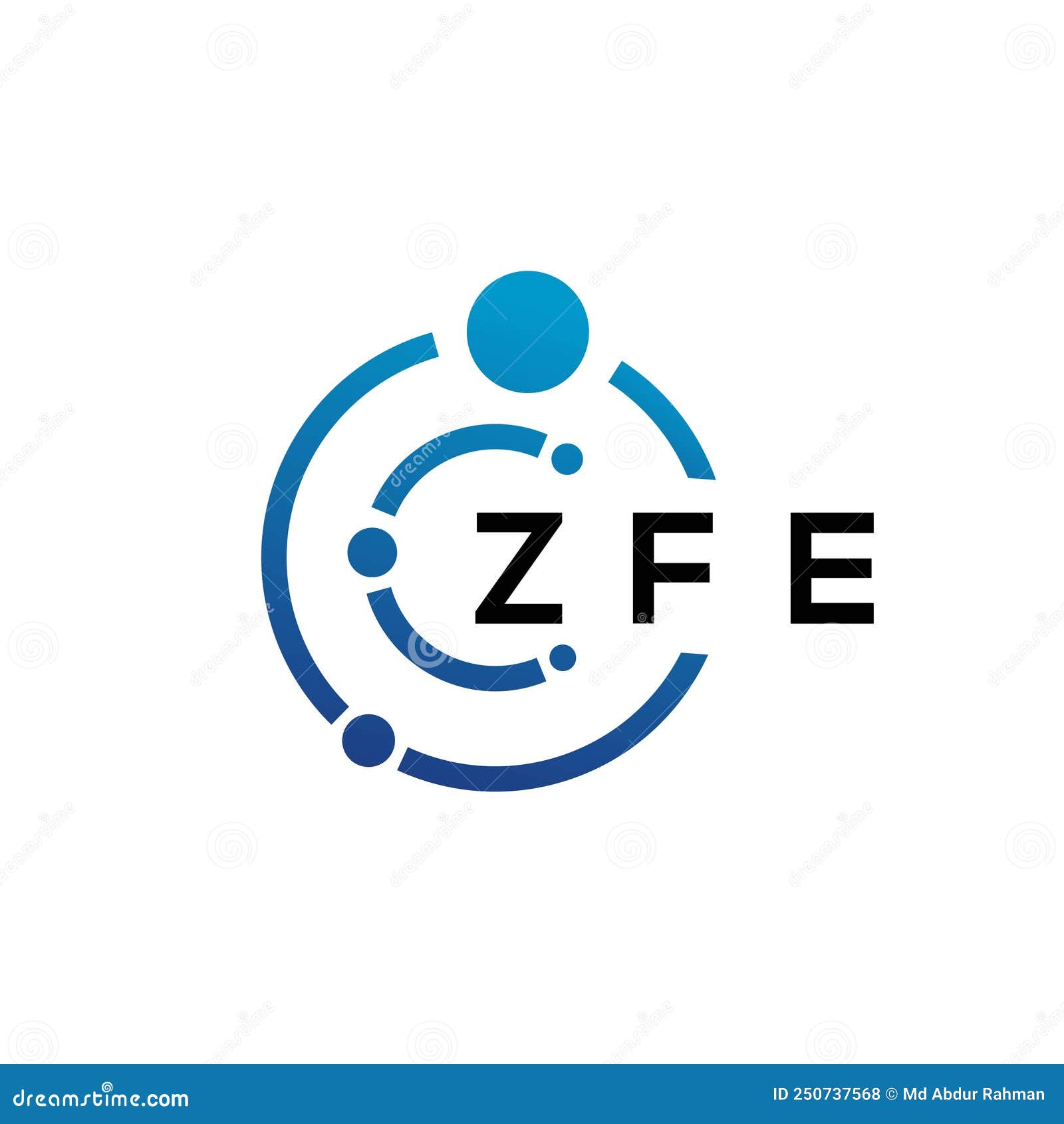 ZFE Letter Technology Logo Design on White Background. ZFE Creative ...