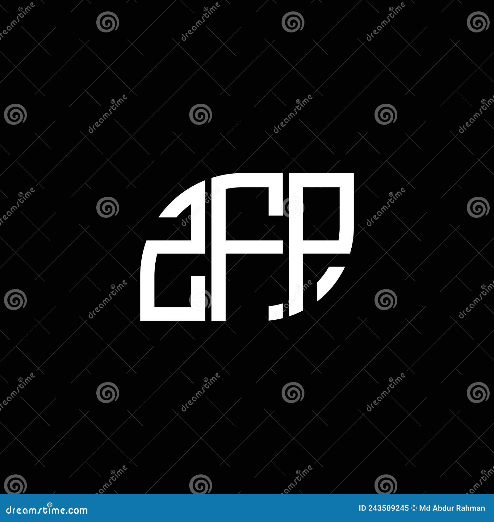 ZFP Letter Logo Design on Black Background. ZFP Creative Initials ...