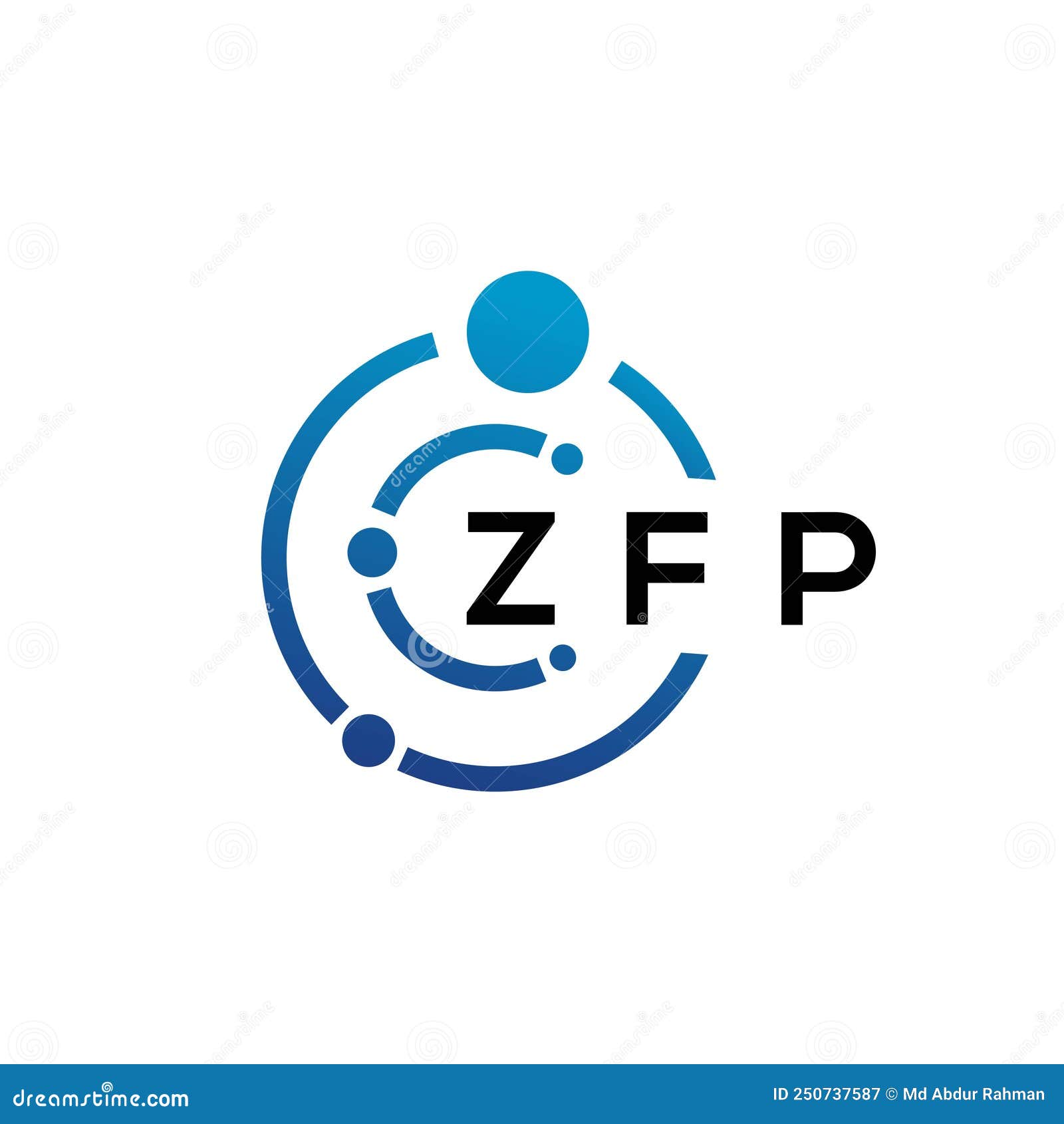 ZFP Letter Technology Logo Design on White Background. ZFP Creative ...
