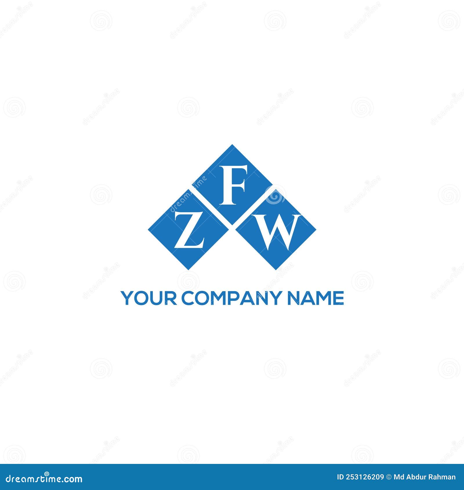 ZFW Letter Logo Design on WHITE Background. ZFW Creative Initials ...