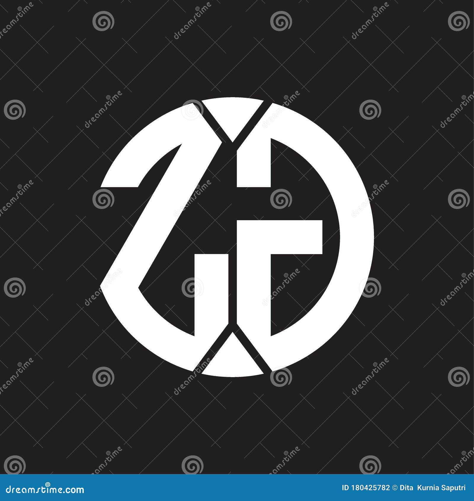 ZG Logo Monogram with Piece Circle Ribbon Style Stock Vector ...