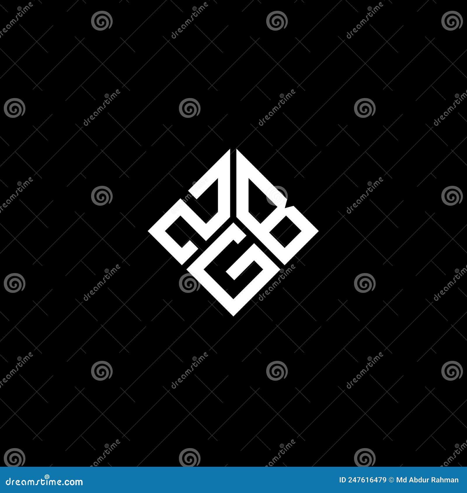 ZGB Letter Logo Design on Black Background. ZGB Creative Initials ...