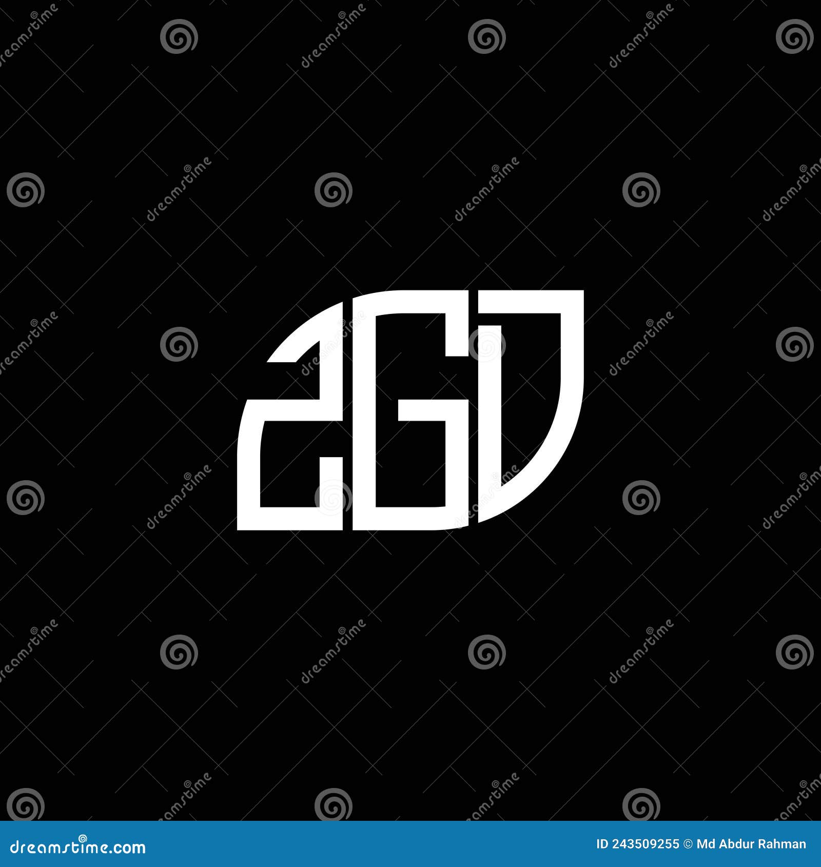 ZGD Letter Logo Design on Black Background. ZGD Creative Initials ...