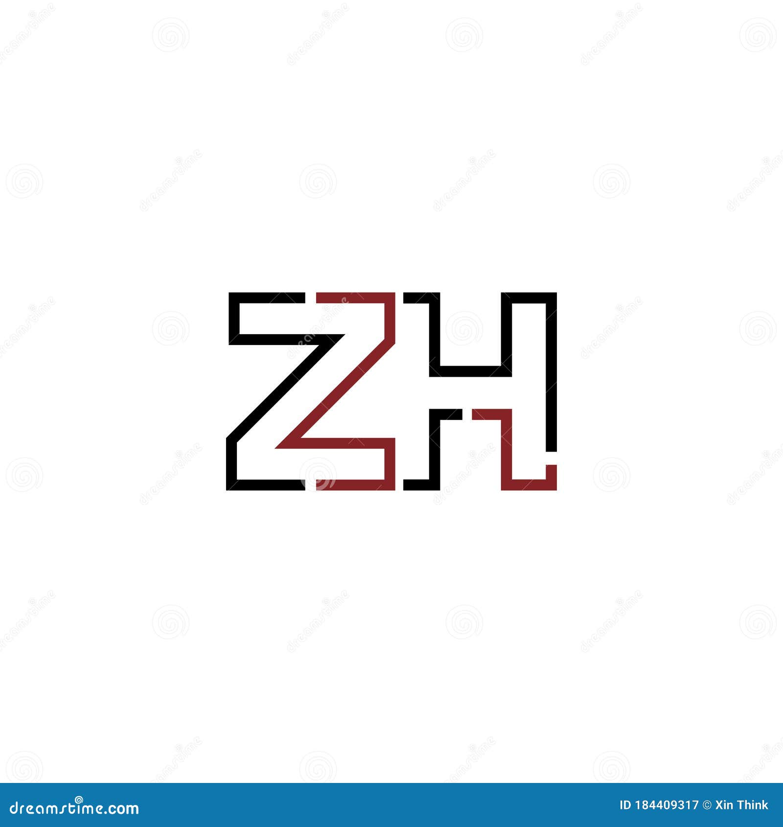 ZH Letter Logo Icon Design Template Elements Stock Vector ...