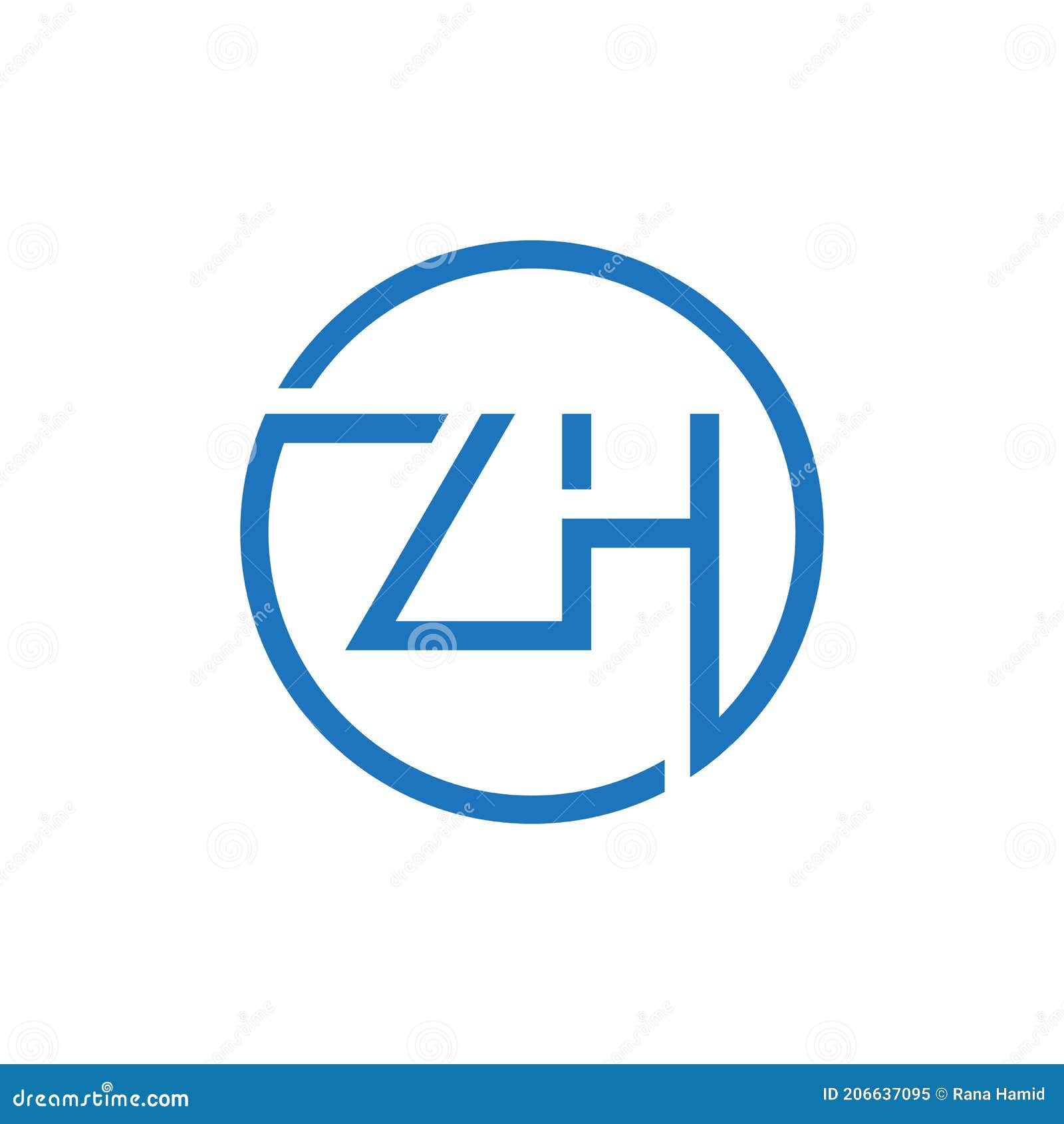 ZH Logo Design Vector Template. Initial Circle Letter ZH Vector ...