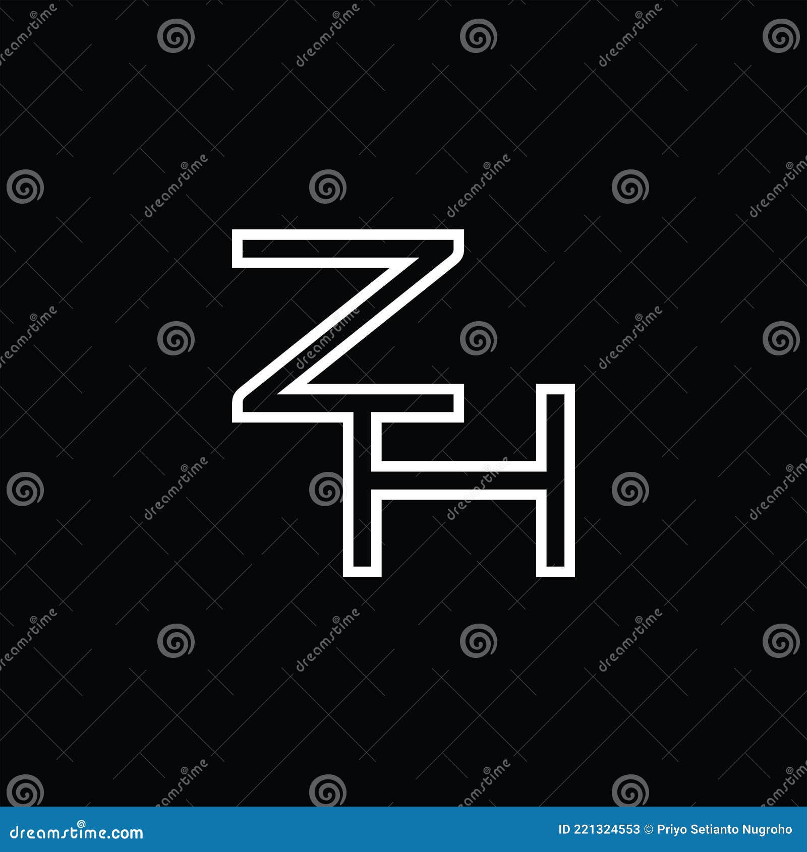 ZH Logo Monogram with Line Style Design Template Stock Illustration ...